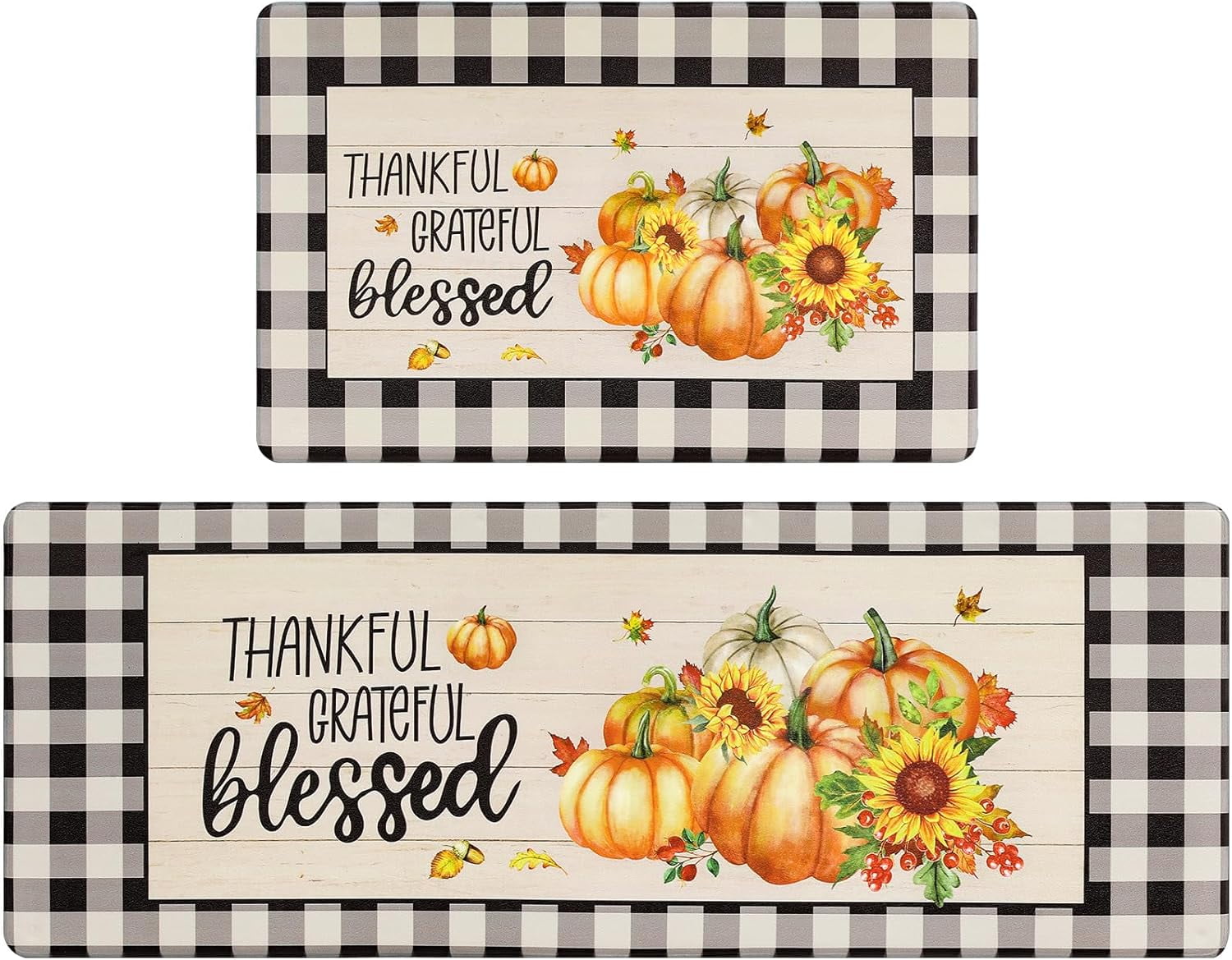 Fall Kitchen Rugs Set of 2, Pumpkin Decorative Anti Fatigue Kitchen ...
