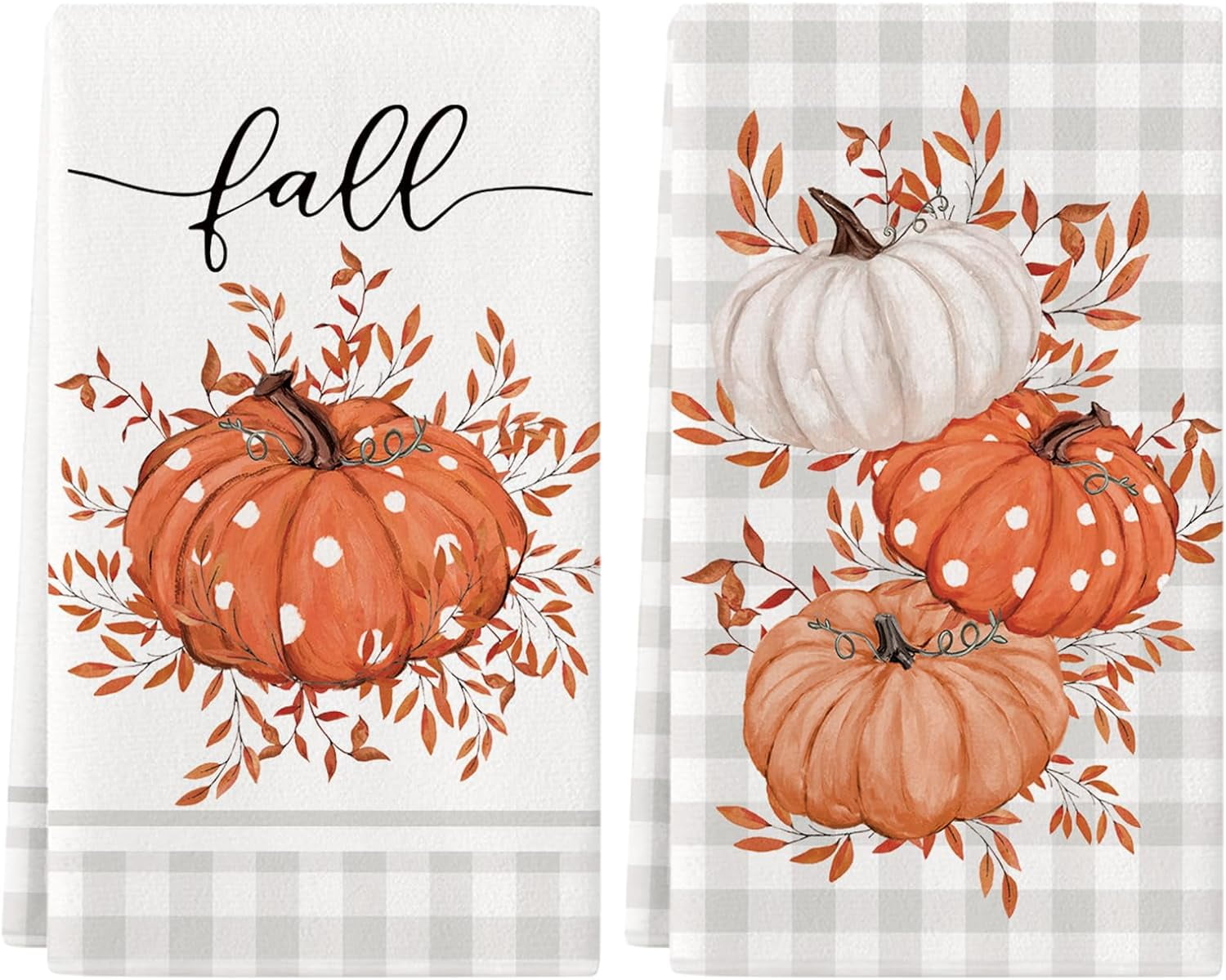 Fall Kitchen Towels 18 x 26 Inch Set of 2, Fall Hand Towels Hello Fall ...