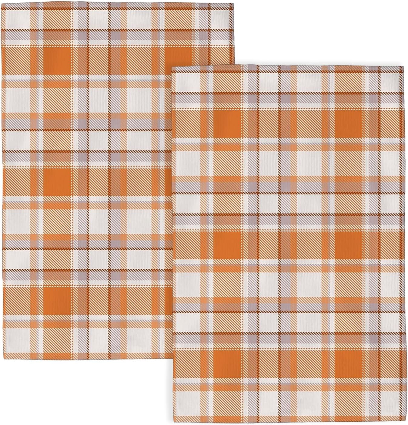 Fall Kitchen Towels 18x26 inch Burnt Orange Buffalo Plaid Decor Dish ...