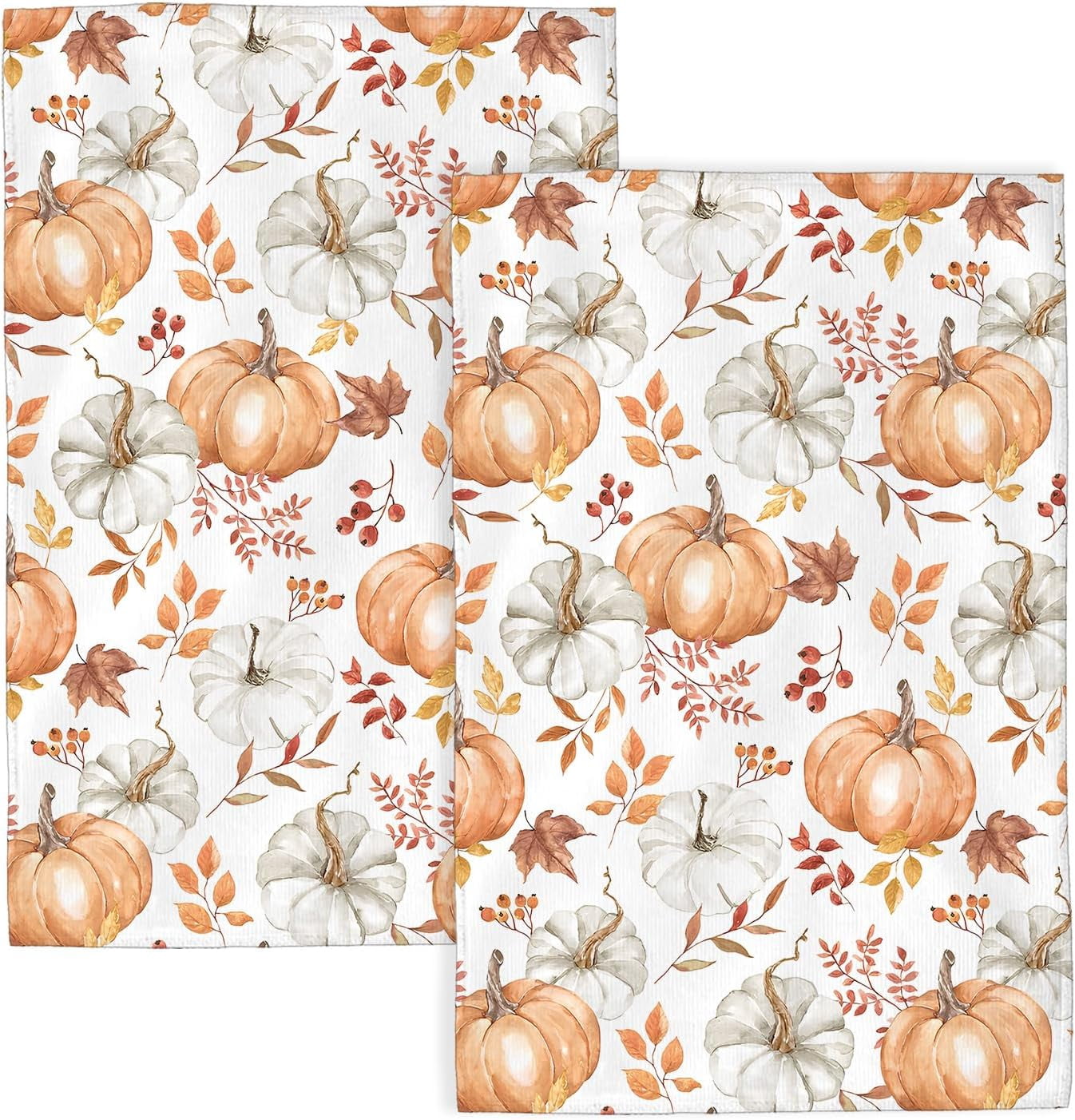 Fall Kitchen Towels 18x26 inch Burnt Orange Buffalo Plaid Decor Dish ...