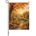 Fall Landscape House Flags For Outdoor, Orange Gold Maple Leaf Pumpkins ...