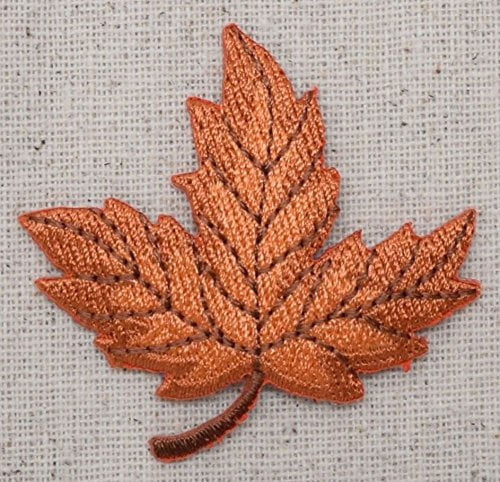 Fall Leaf - Burnt Orange - Iron on Applique - Embroidered Patch ...