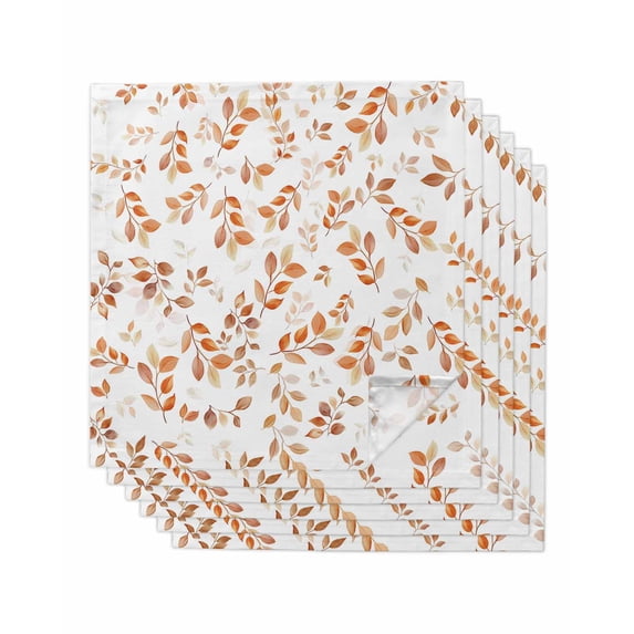 Fall Leaf Cloth Napkins Set of 6 Reusable Dinner Napkins, Retro Autumn ...