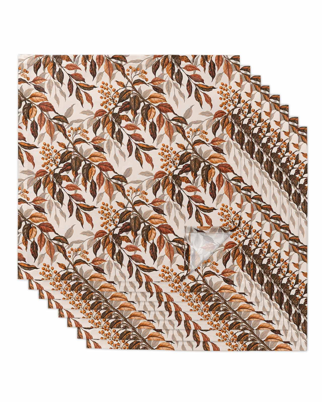 Fall Leaf Cloth Napkins Set of 8 Reusable Dinner Napkins, Autumn Rustic ...