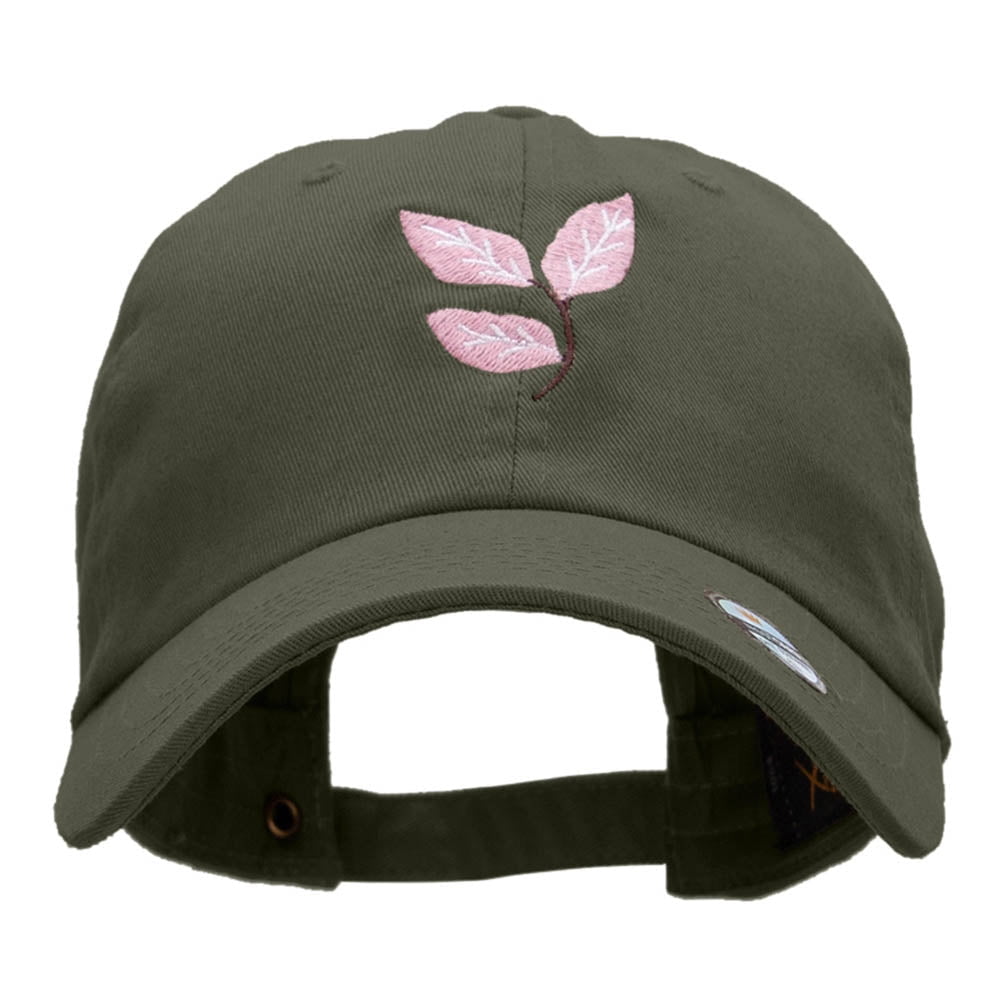 Fall Leaf Embroidered Unstructured Cotton Twill Washed Cap - Olive OSFM ...