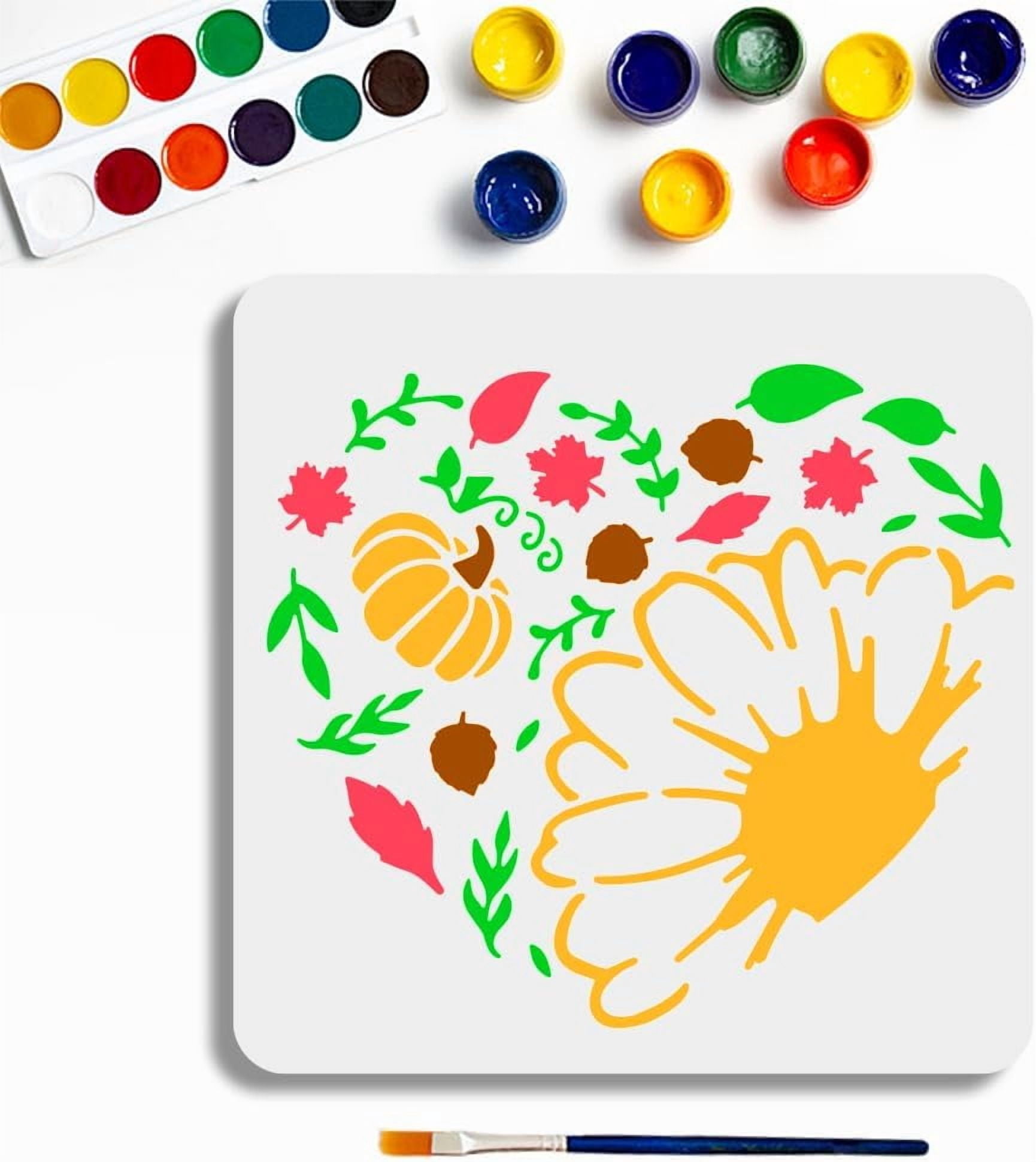 Fall Leaf Flower Heart Stencils 11.8x11.8inch Autumn Pumpkin Maple Leaf ...