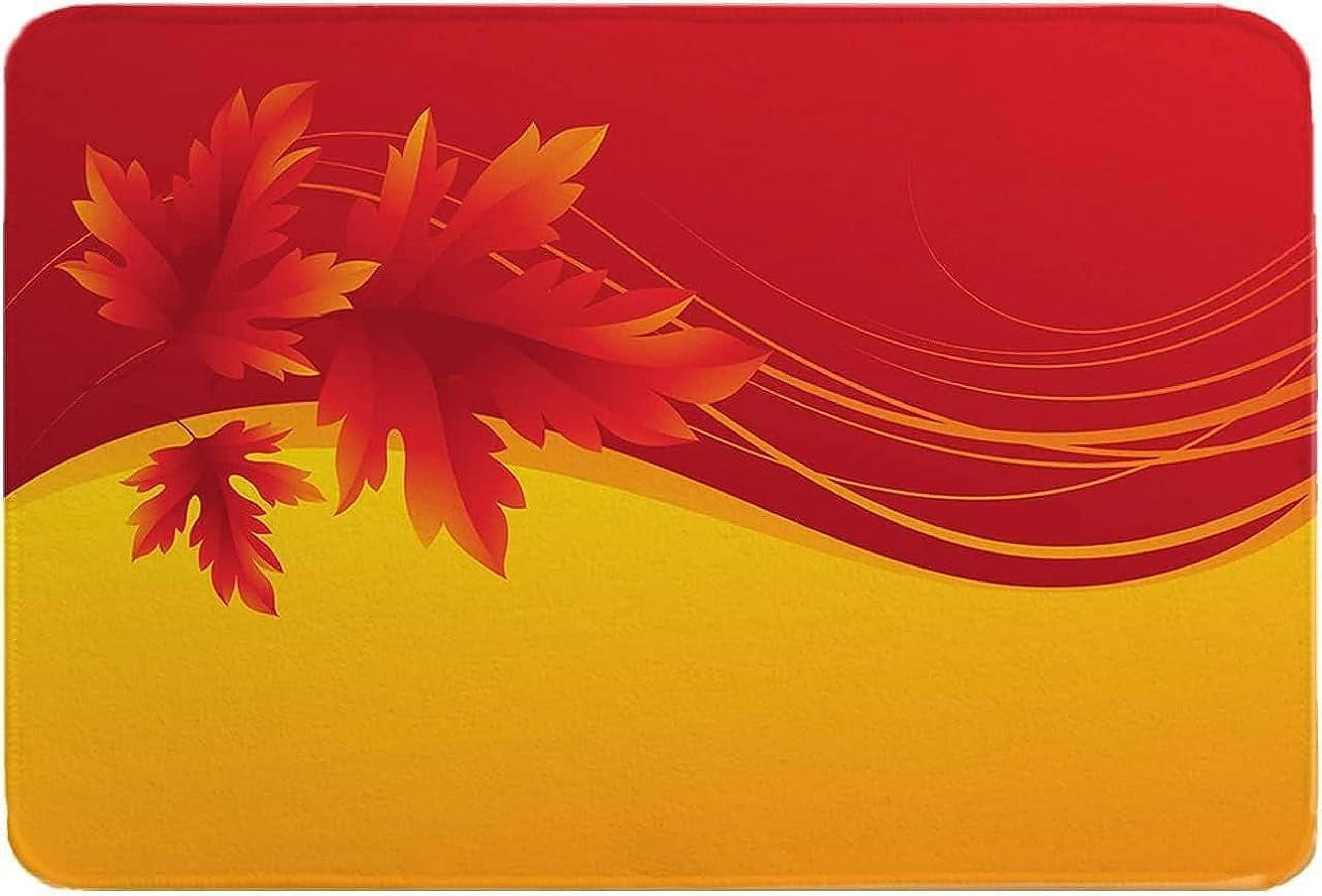 Fall Leaf Red Orange Maple Leaves Farmhouse Outdoor Doormat Rug for ...