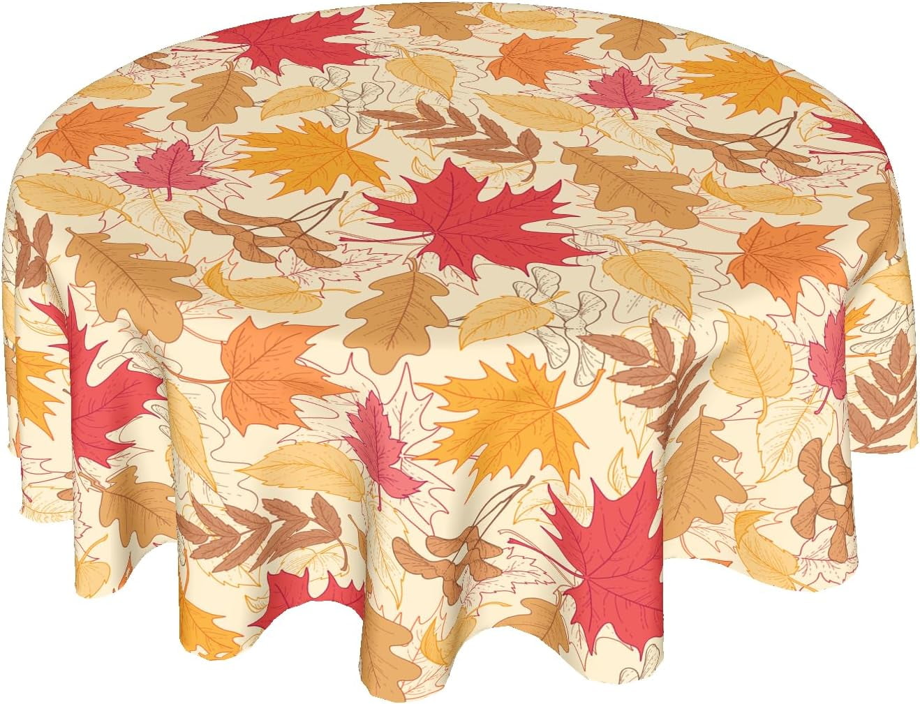 Fall Leaf Round Tablecloth 60 Inch Autumn Harvest Maple Leaves ...