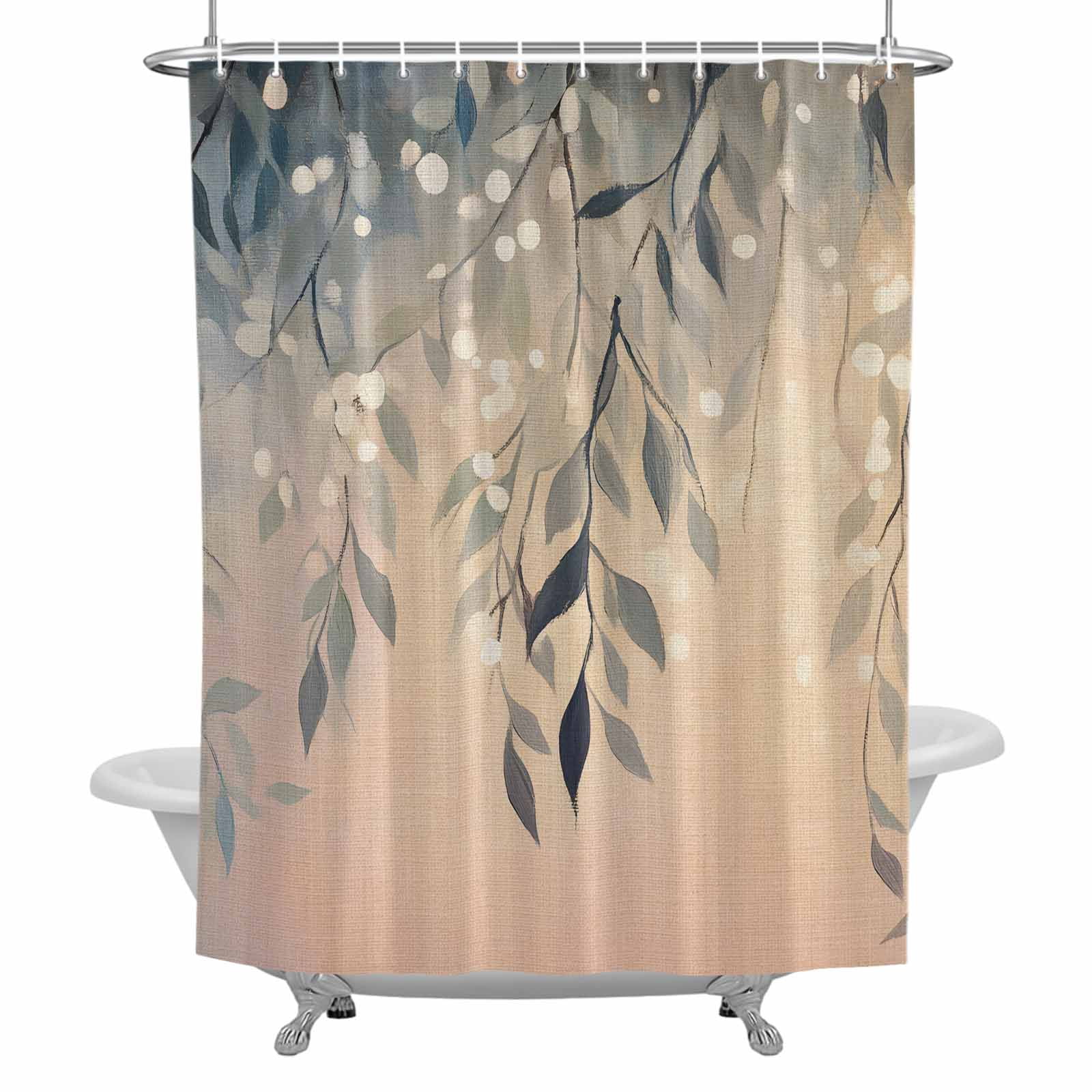 Fall Leaf Shower Curtain for Bathroom, Watercolor Vintage Black Leaves ...