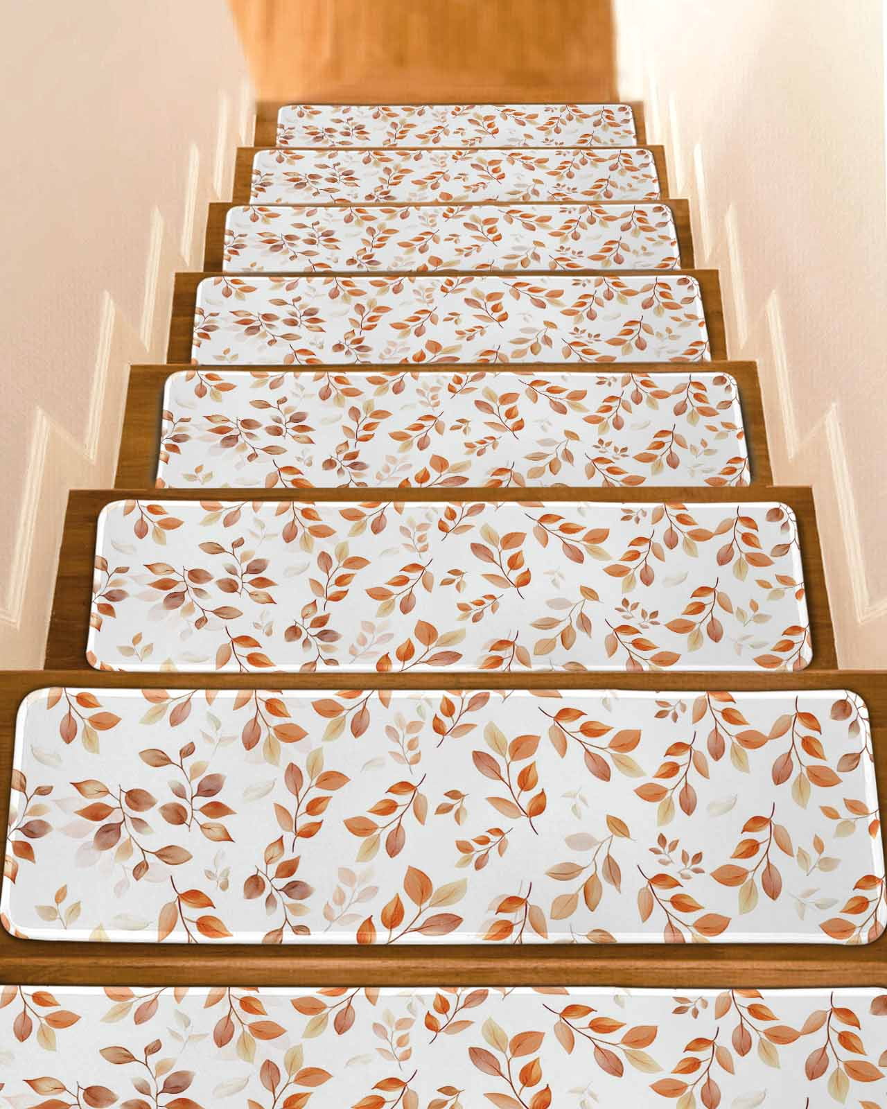 Fall Leaf Stair Treads for Wooden Steps Indoor Runner Rug Carpet, Retro ...