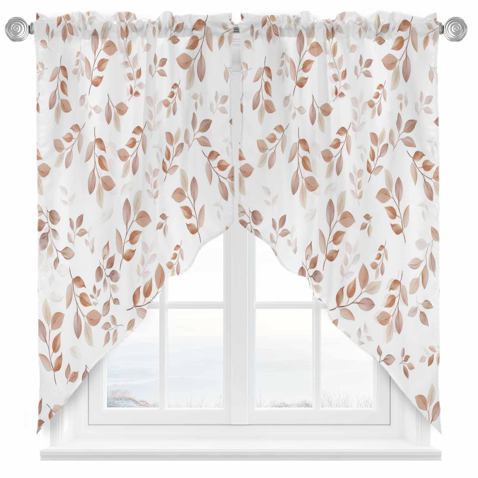 Fall Leaf Swag Curtain Valance for Windows, Orange Leaves Window ...