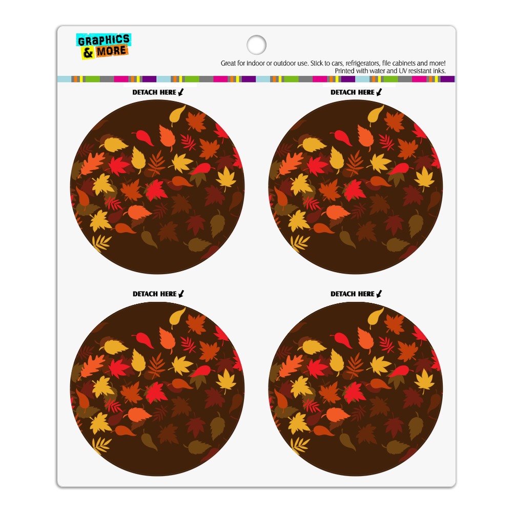 Fall Leaves Autumn Refrigerator Fridge Locker Vinyl Circle Magnet Set ...