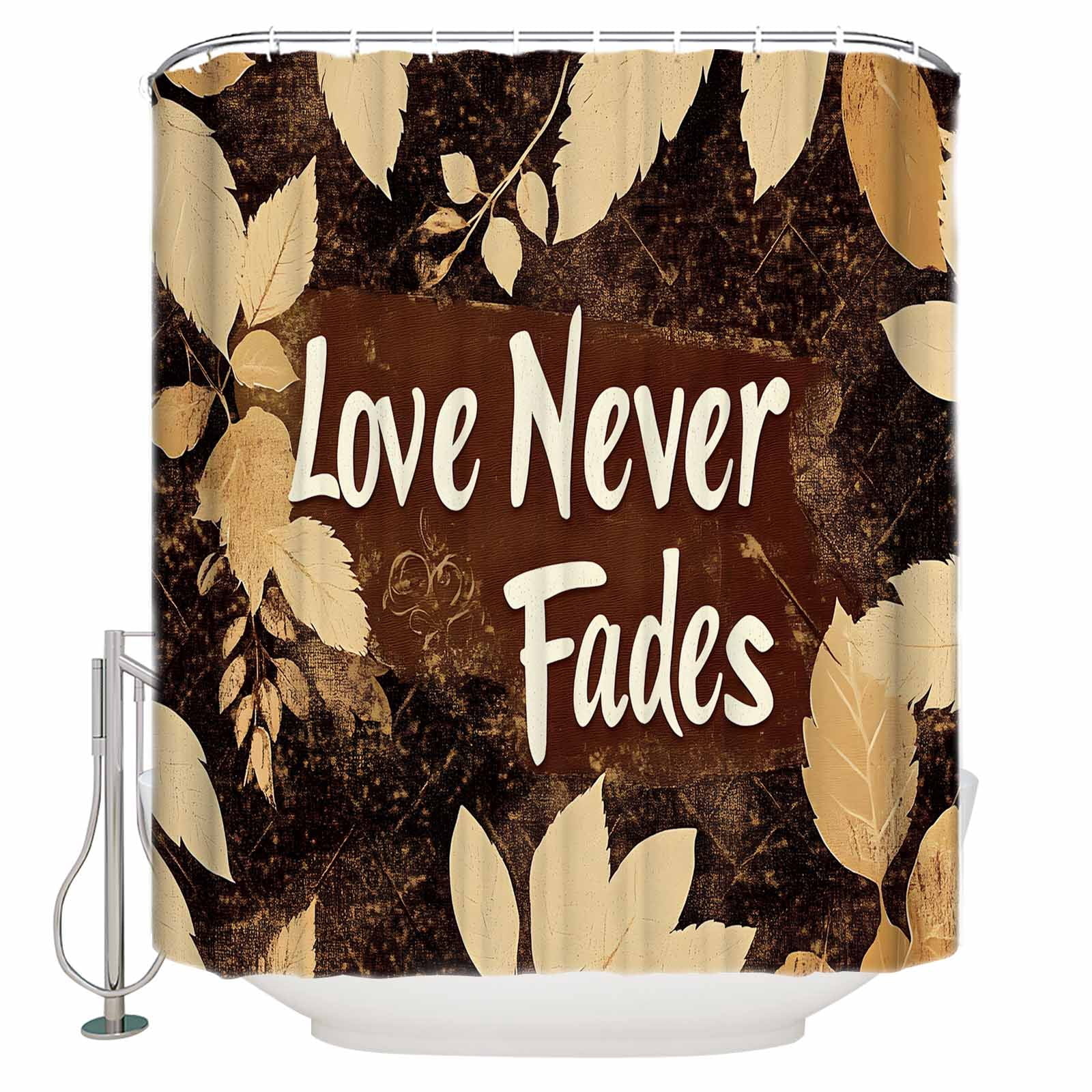 Fall Leaves Bathroom Shower Curtains with 12 Hooks Polyester Waterproof ...