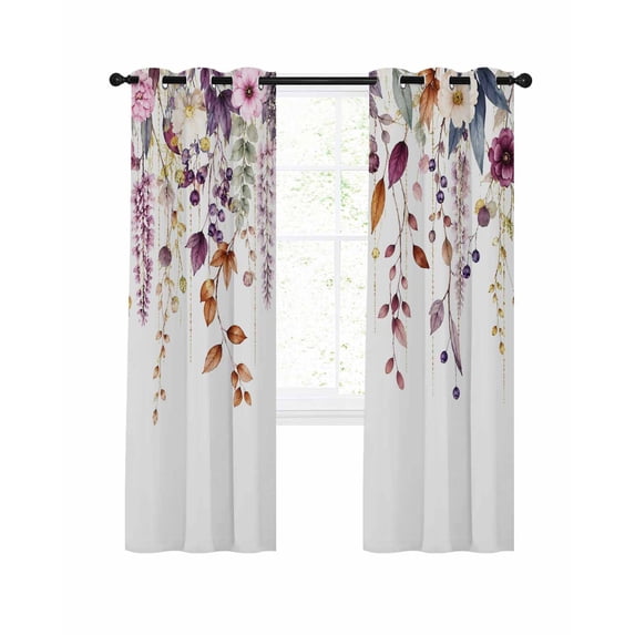 Fall Leaves Blackout Curtains 45 Inches Length, Country Purple ...