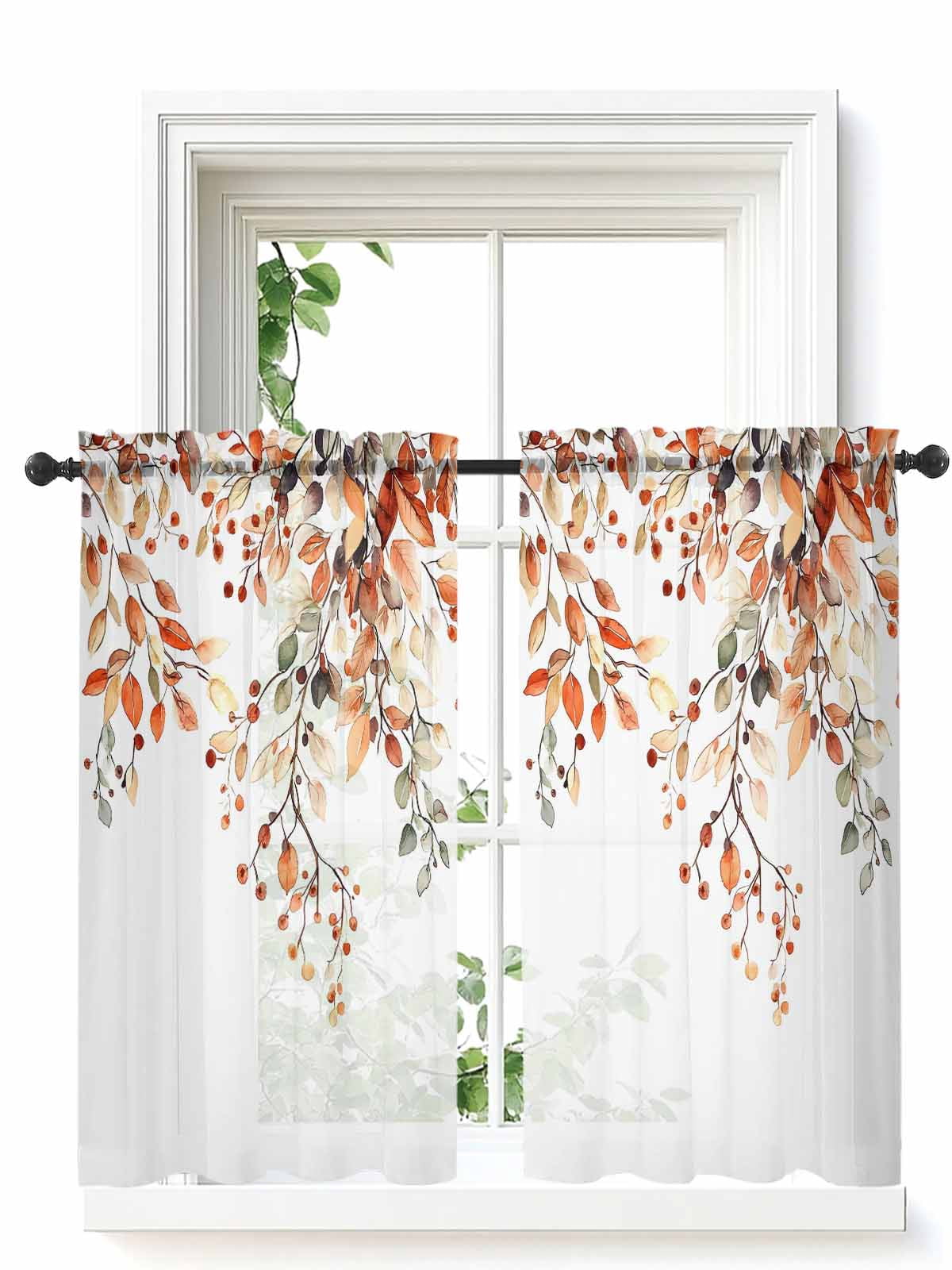 Fall Leaves Curtains 54 Inch Length, Sheer Curtains for Bedroom Living ...