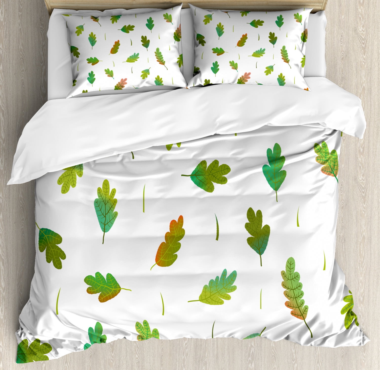 Fall Leaves Duvet Cover Set Queen Size, Randomly Arranged Leaf Pattern ...
