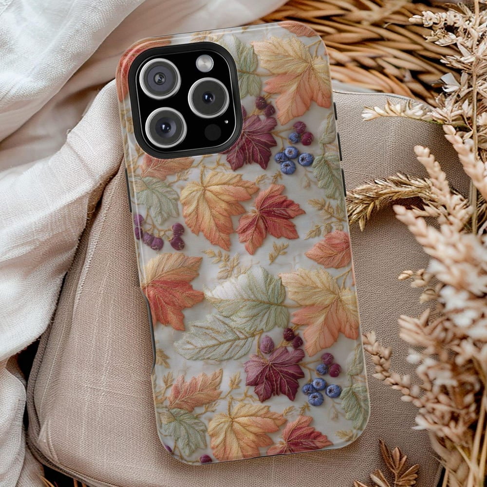 Fall Leaves Faux Embroidery Cottagecore Compatible Phone Case for ...