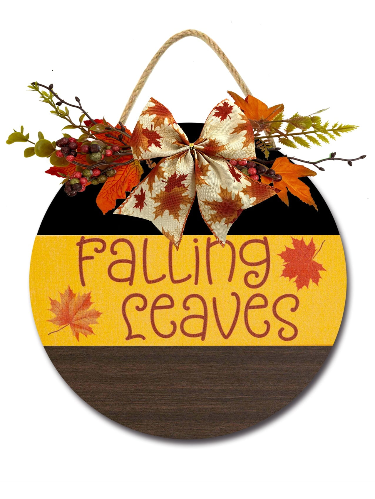 Fall Leaves Front Door Sign Funny Wreaths Hanging Wooden Plaque ...