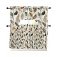 Fall Leaves Kitchen Curtains Set for Windows 3 Piece Cafe Curtains 36 ...