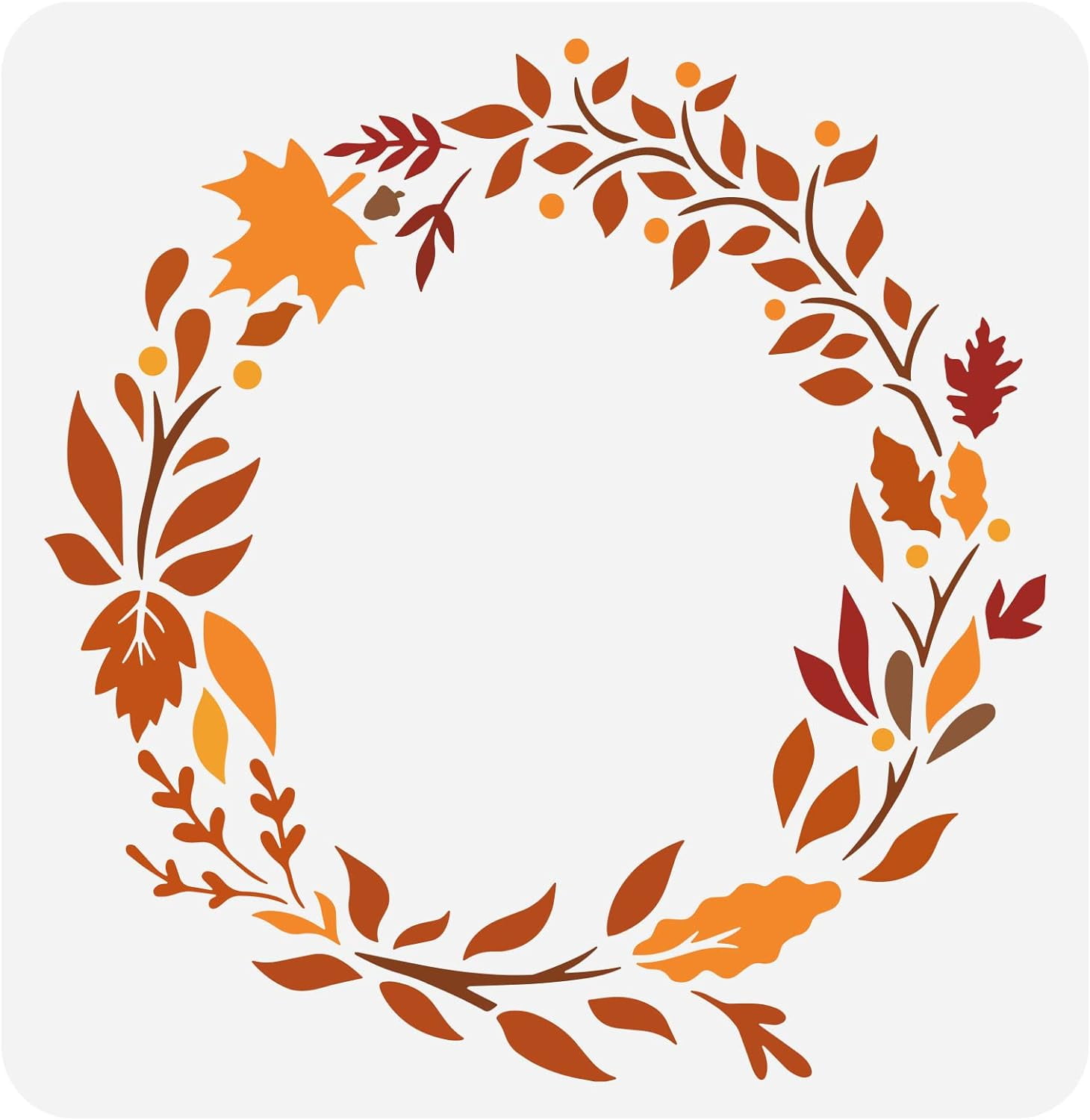 Fall Leaves Laurel Wreath Stencil 11.8x11.8inch Reusable Laurel Wreath ...