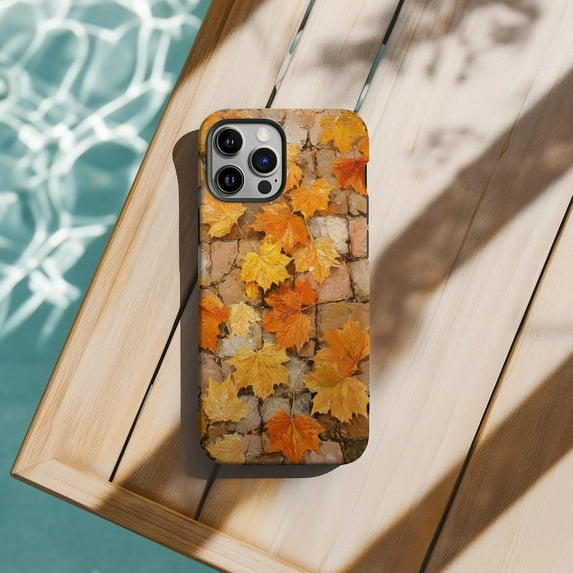 Fall Leaves Oil Painting Autumn Aesthetic Phone Case Compatible with iPhone 11 to 16 Pro Max ...