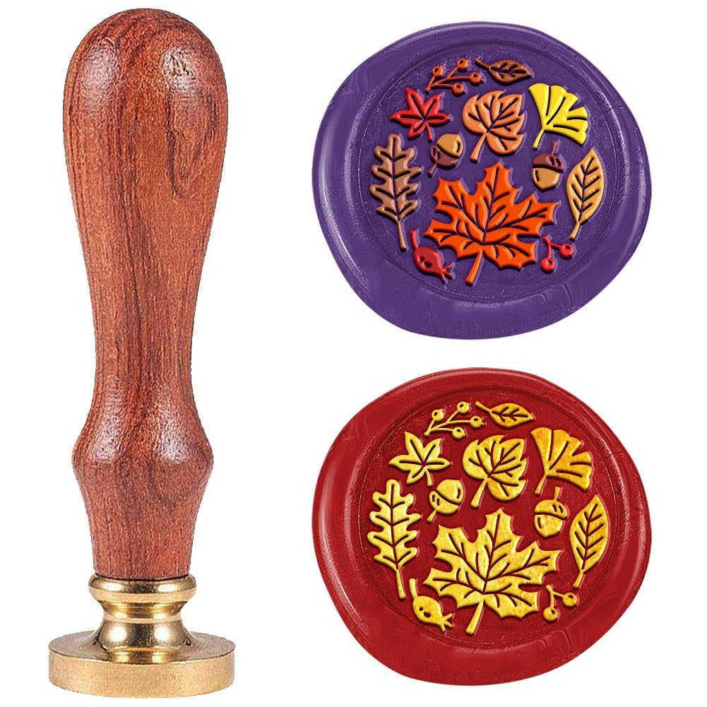 Fall Leaves and Plants Wax Seal Stamp 1" Removable Brass Seal Head with ...