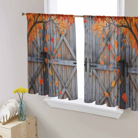 Fall Leaves Sheer Curtains 54 Inches Length 2 Panels Set, Window Sheer ...