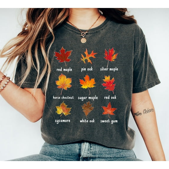 Fall Leaves T-Shirt | Autumn Tree Leaf Identification Graphic Tee with ...