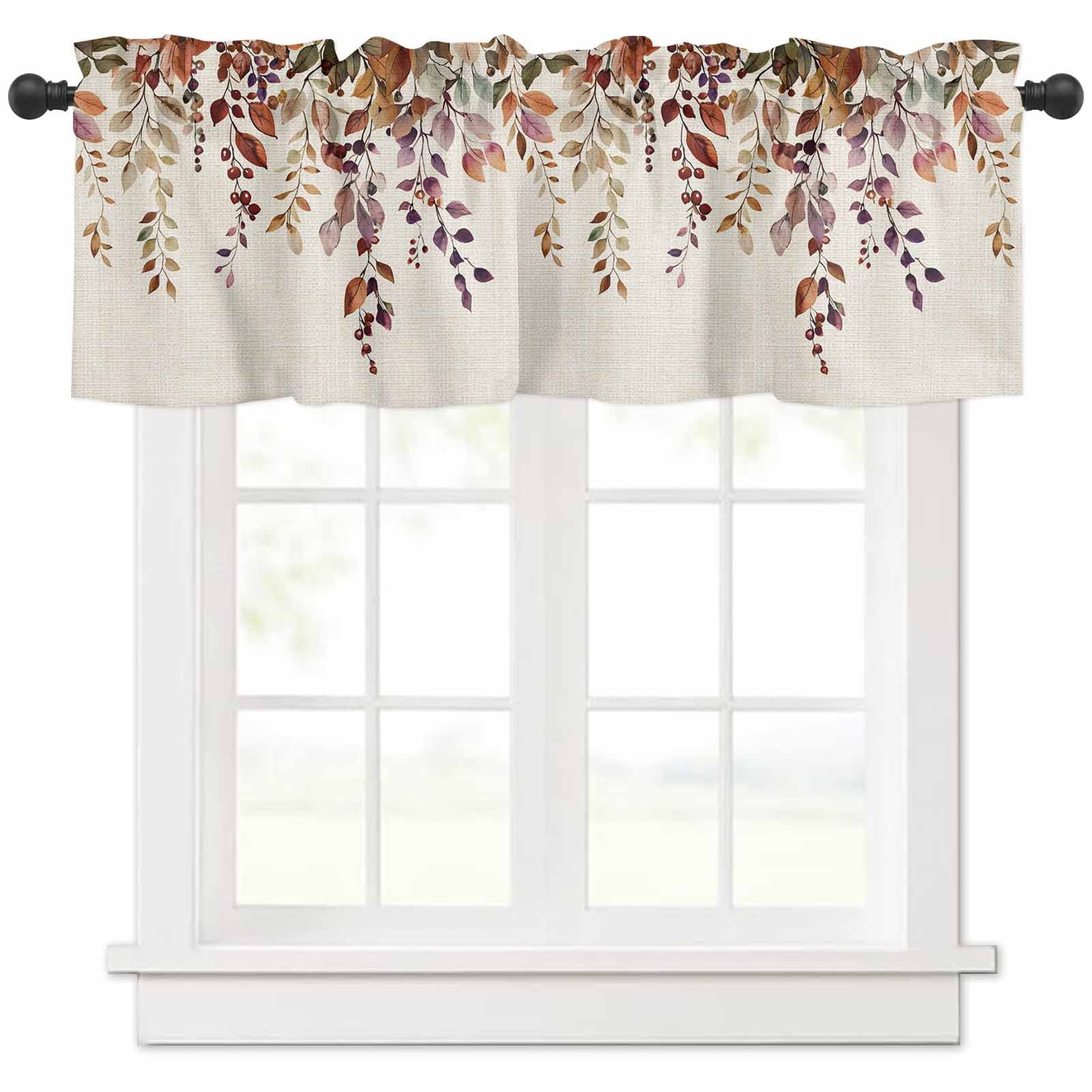 Fall Leaves Valances for Windows Farmhouse Kitchen Curtains Valances ...