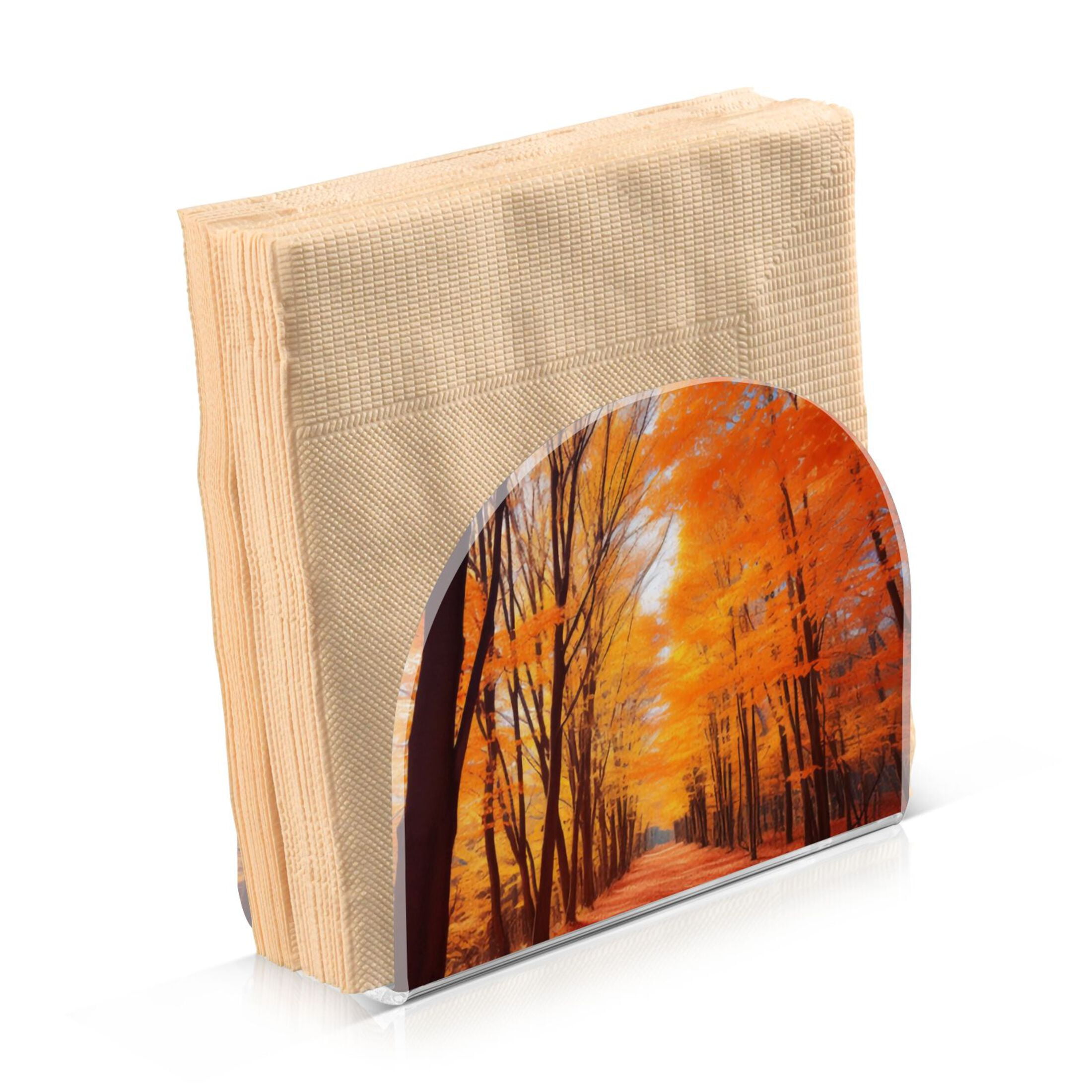 Fall Leaves with Forest Napkin Holder for Table Acrylic Clear Tissue ...