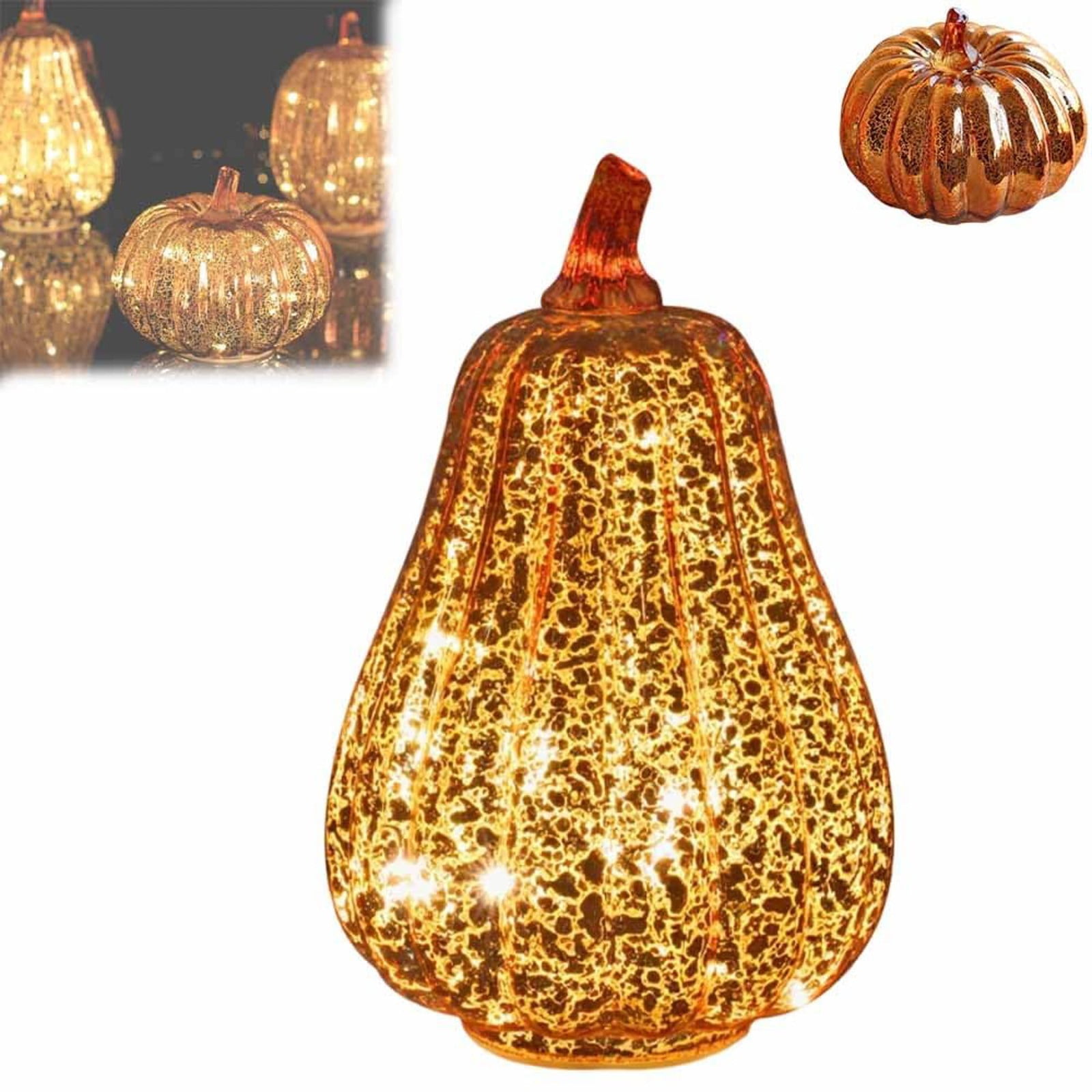 Fall Lighted Glass Pumpkins – Battery Operated Mercury Glass Pumpkin ...