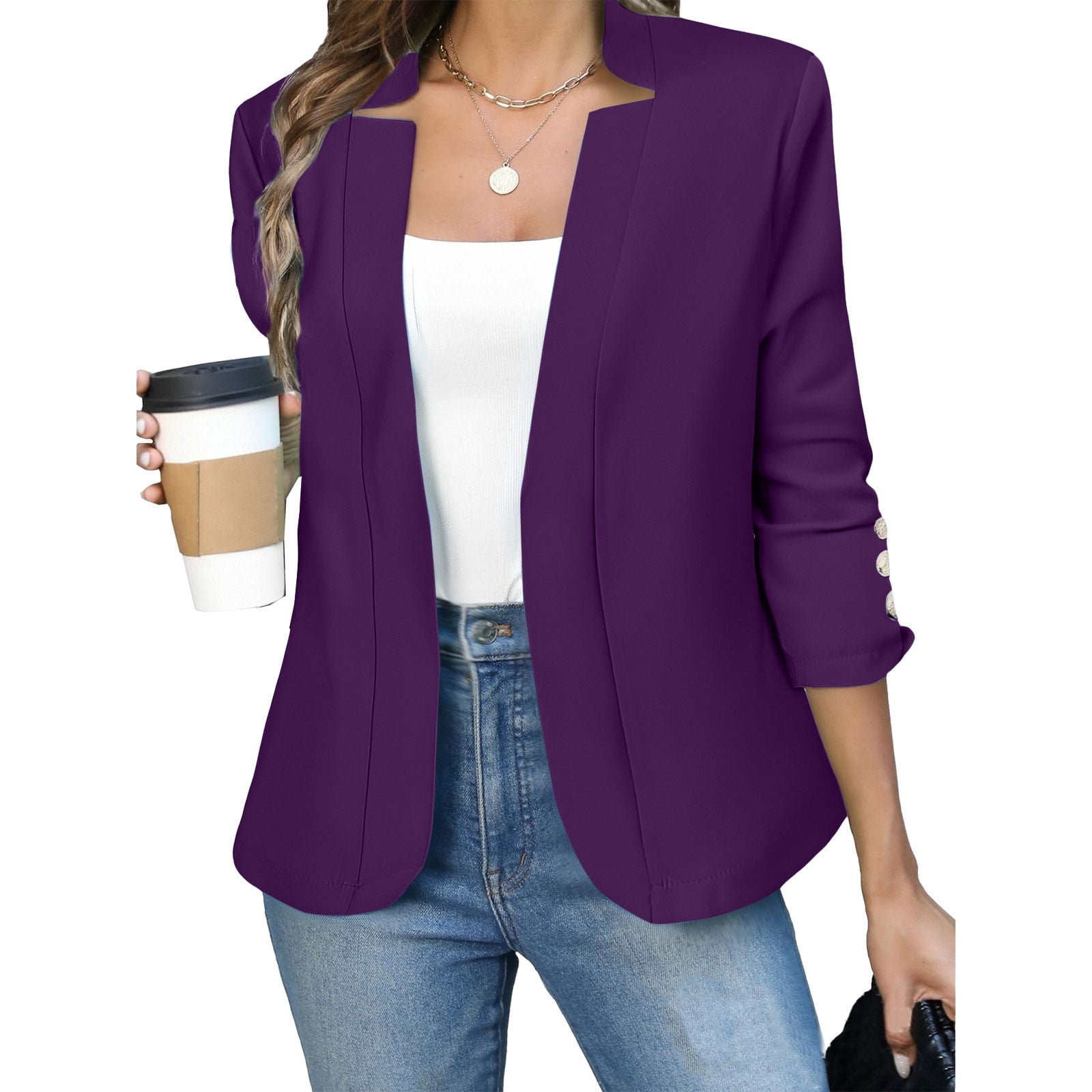 Fall Long Sleeve Notch Cardigan Coat - Open Front, Slim Fit, Business ...