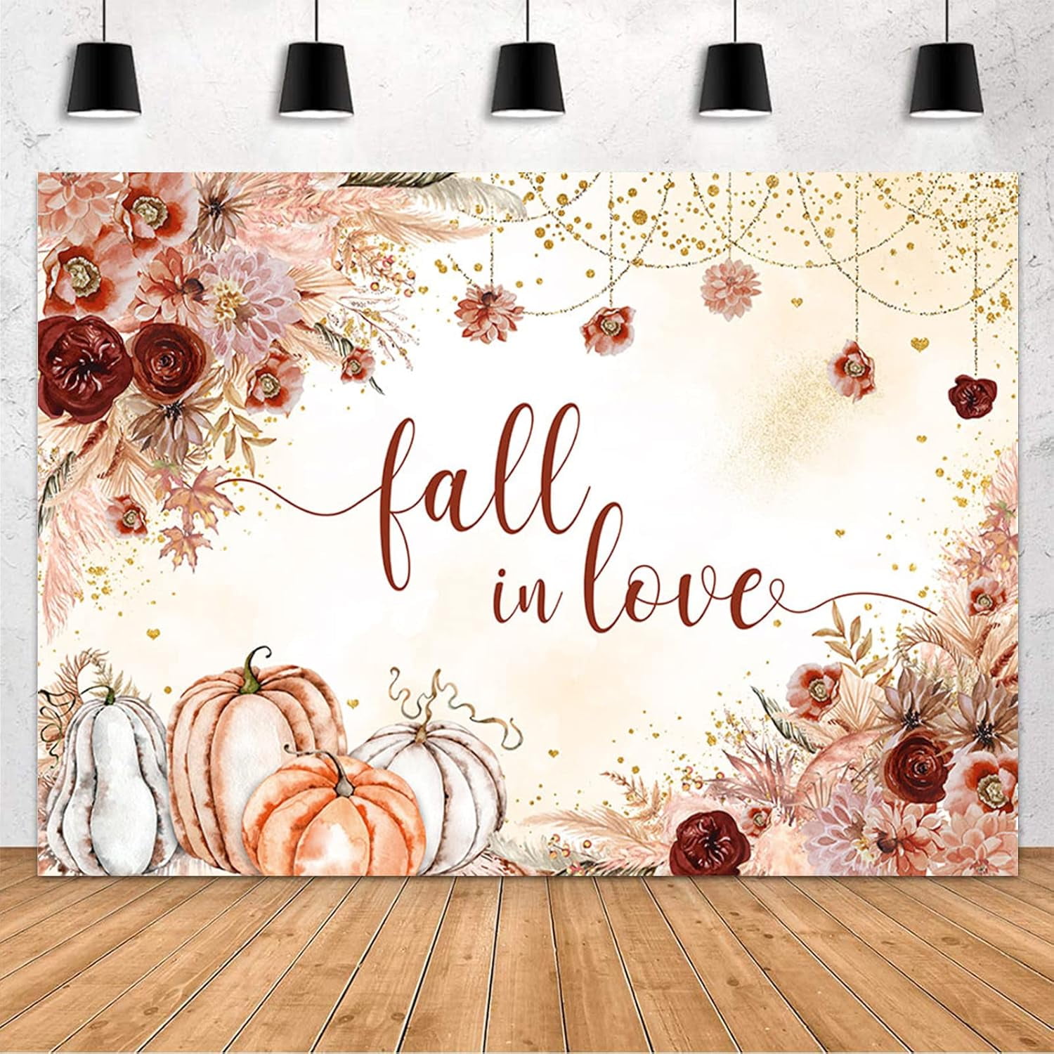 Fall in Love Beautiful Backdrop for Bridal Shower Pumpkin Wedding ...