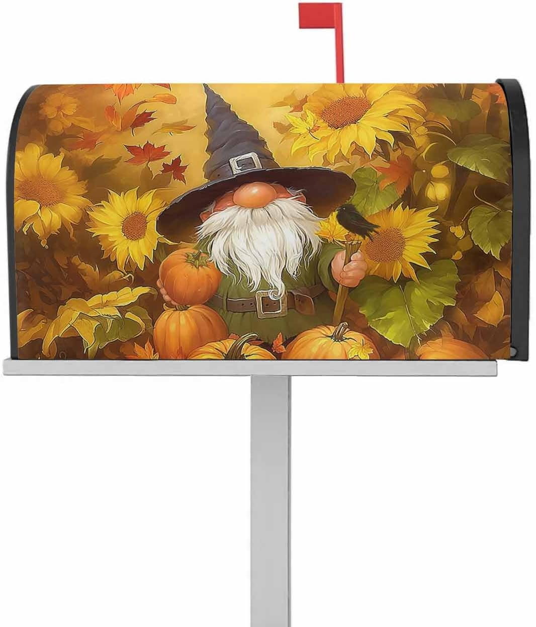 Fall Magnetic Mailbox Covers Standard Size 18x21 Inch, Gnome Pumpkins ...
