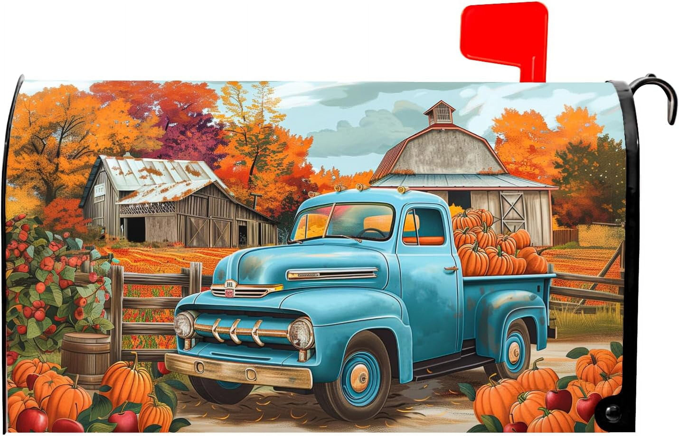 Fall Mailbox Cover Autumn Harvest Thanksgiving Pumpkin Farm Truck ...