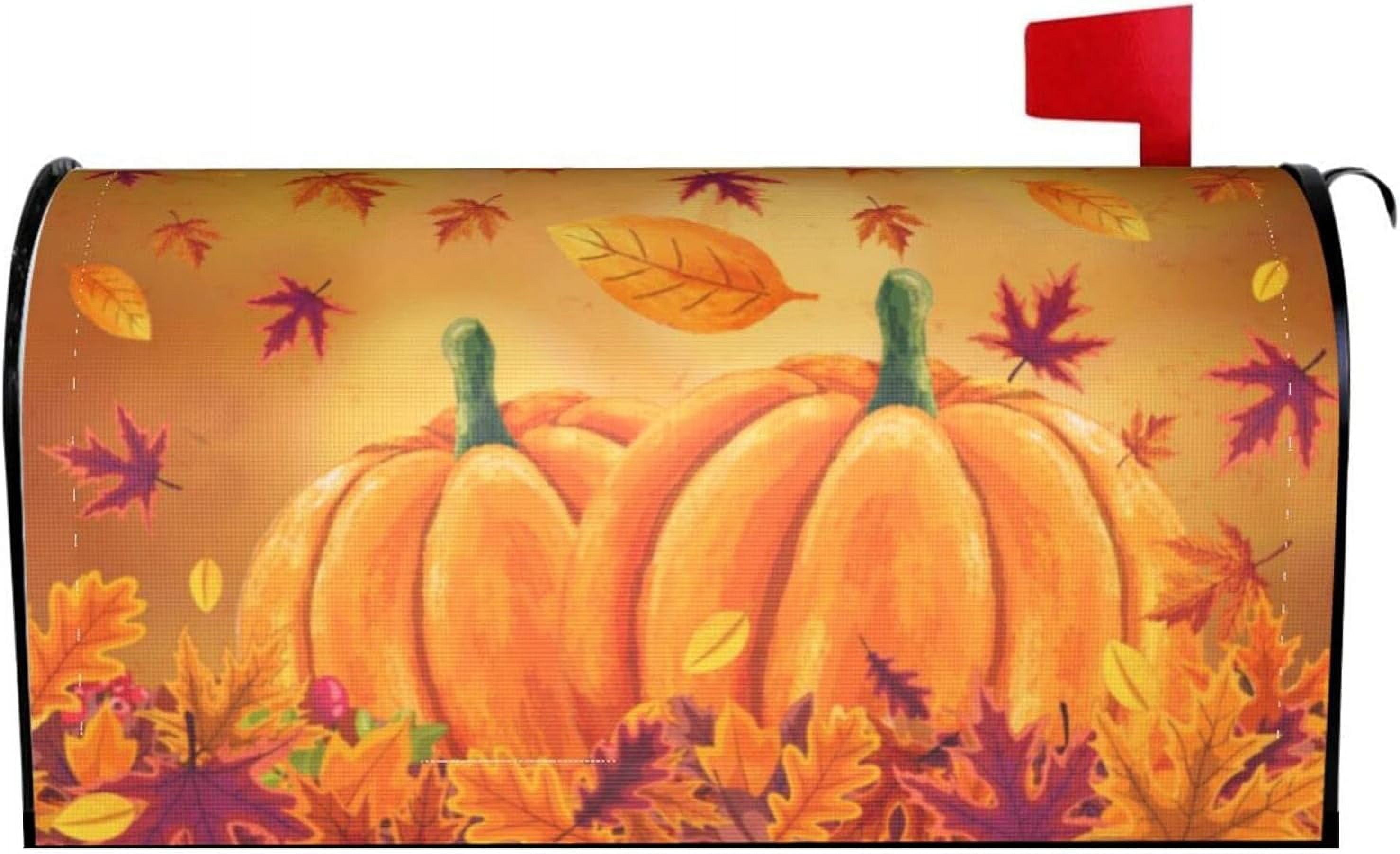 Fall Mailbox Cover Pumpkin Leaf Thanksgiving Boxes Autumn Standard Size ...