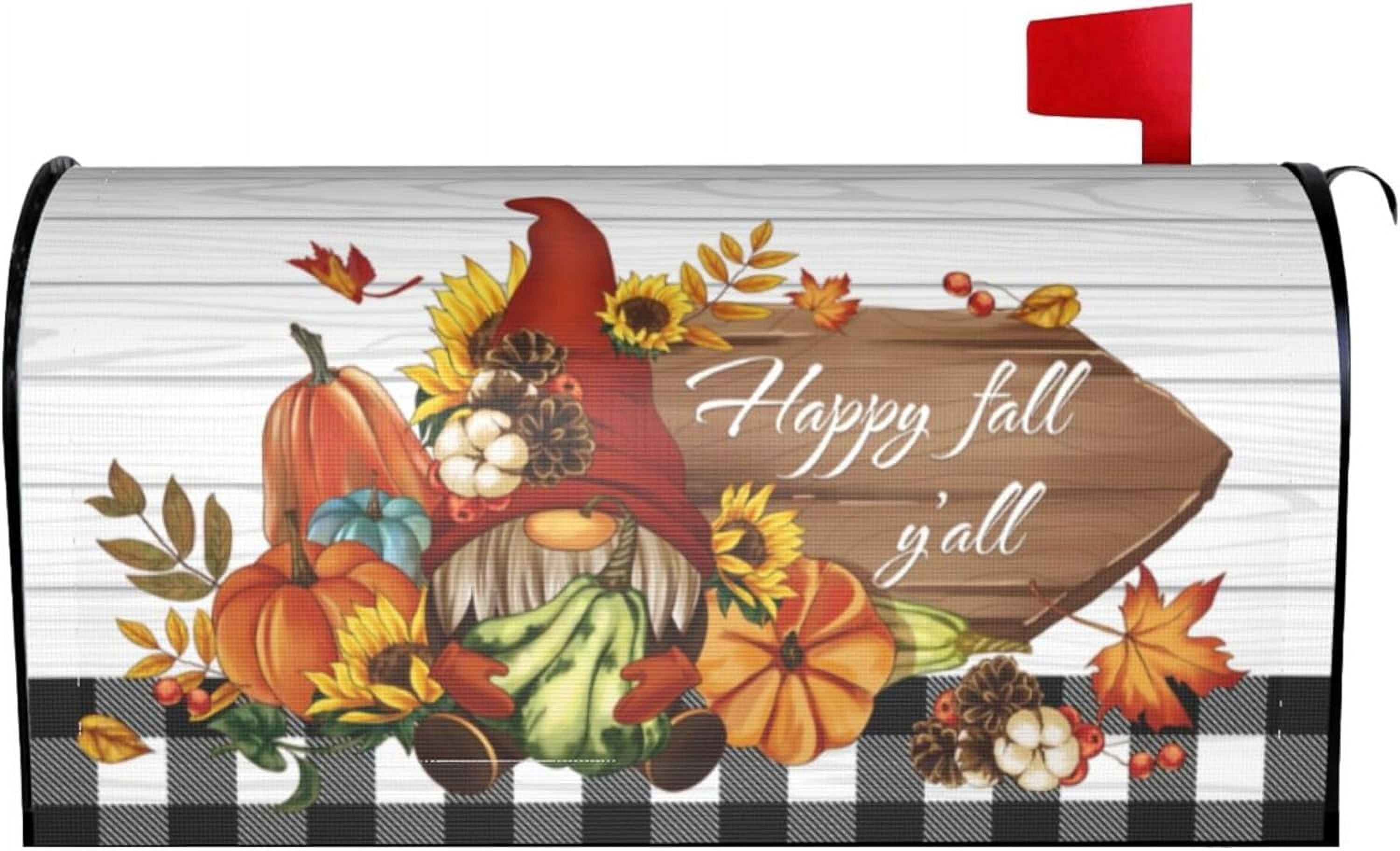 Fall Mailbox Covers Gnome Pumpkin Maple Magnetic Waterproof Post Box ...