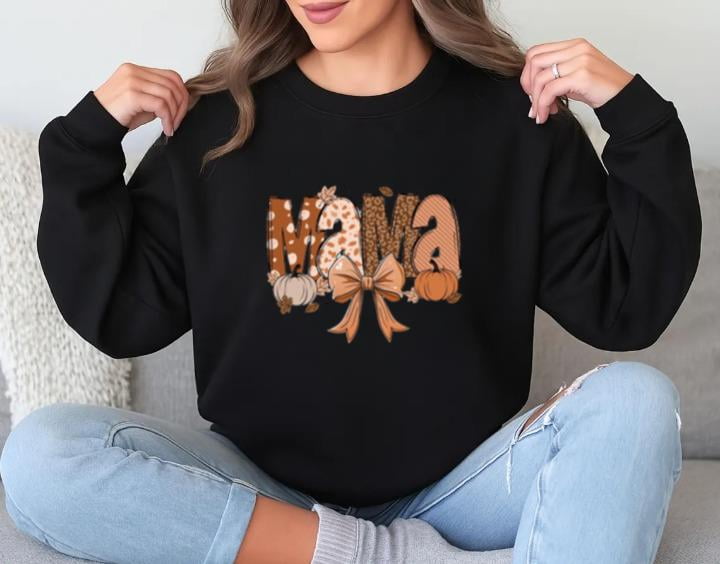 Fall Mama Pumpkin Autumn Vibes Gift For Mom Grandma Sweatshirt, up to ...
