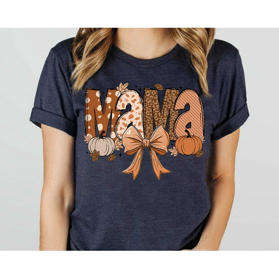 Fall Mama T-Shirt, Fall Mama Coquette Pumpkin Shirt, Fall Vibes T-Shirt ...