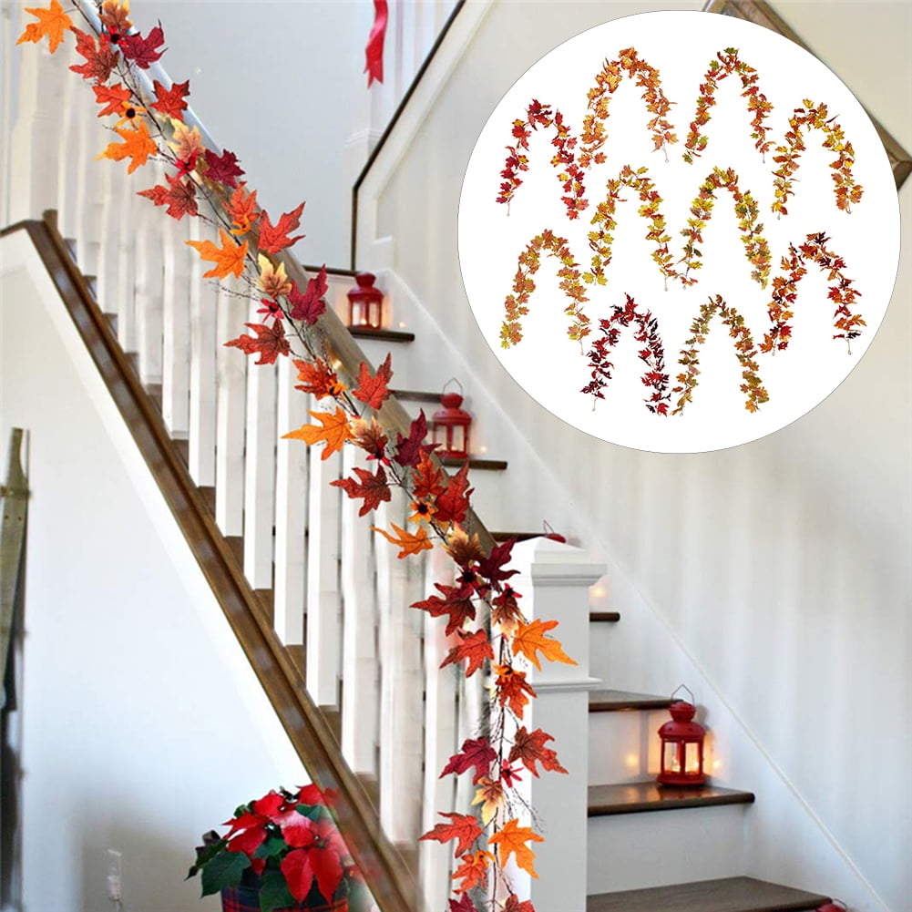 Fall Maple Garland, Artificial Fall Foliage Garland Hanging Leaves ...