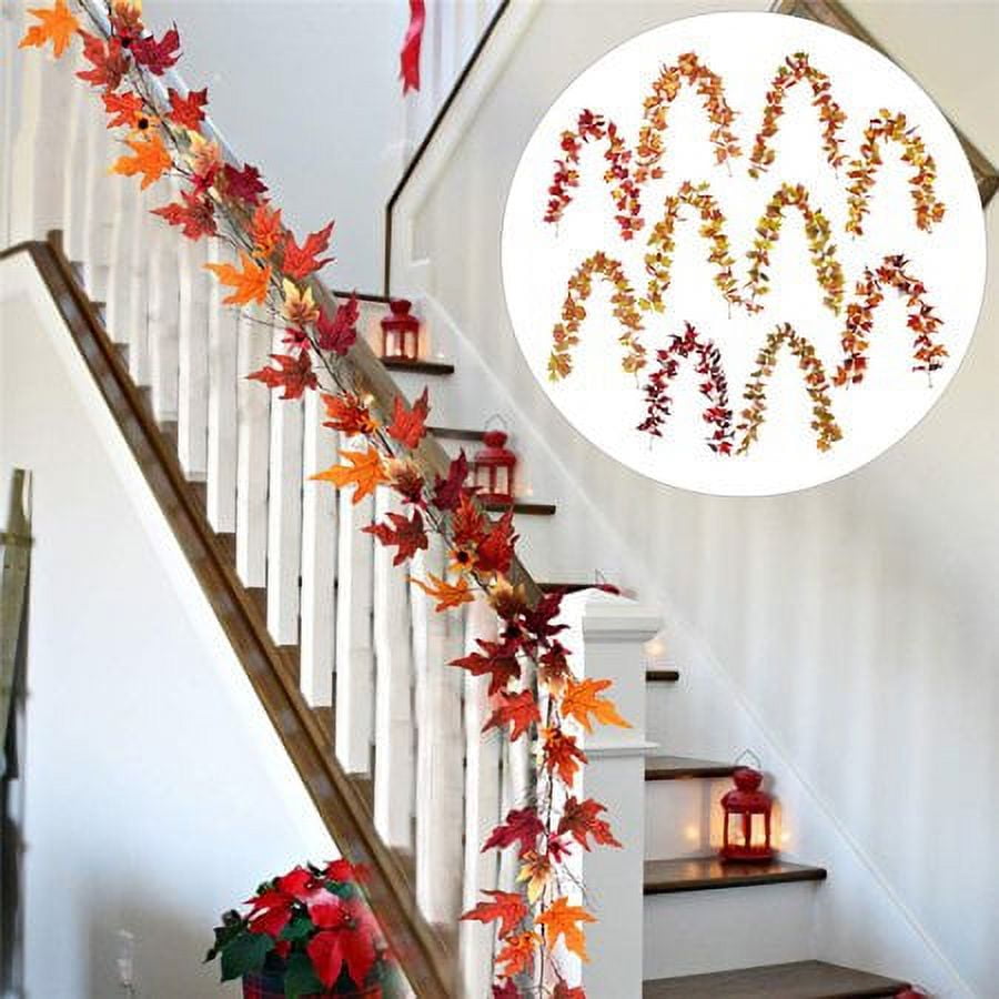 Fall Maple Garland, Artificial Fall Foliage Garland Hanging Leaves ...