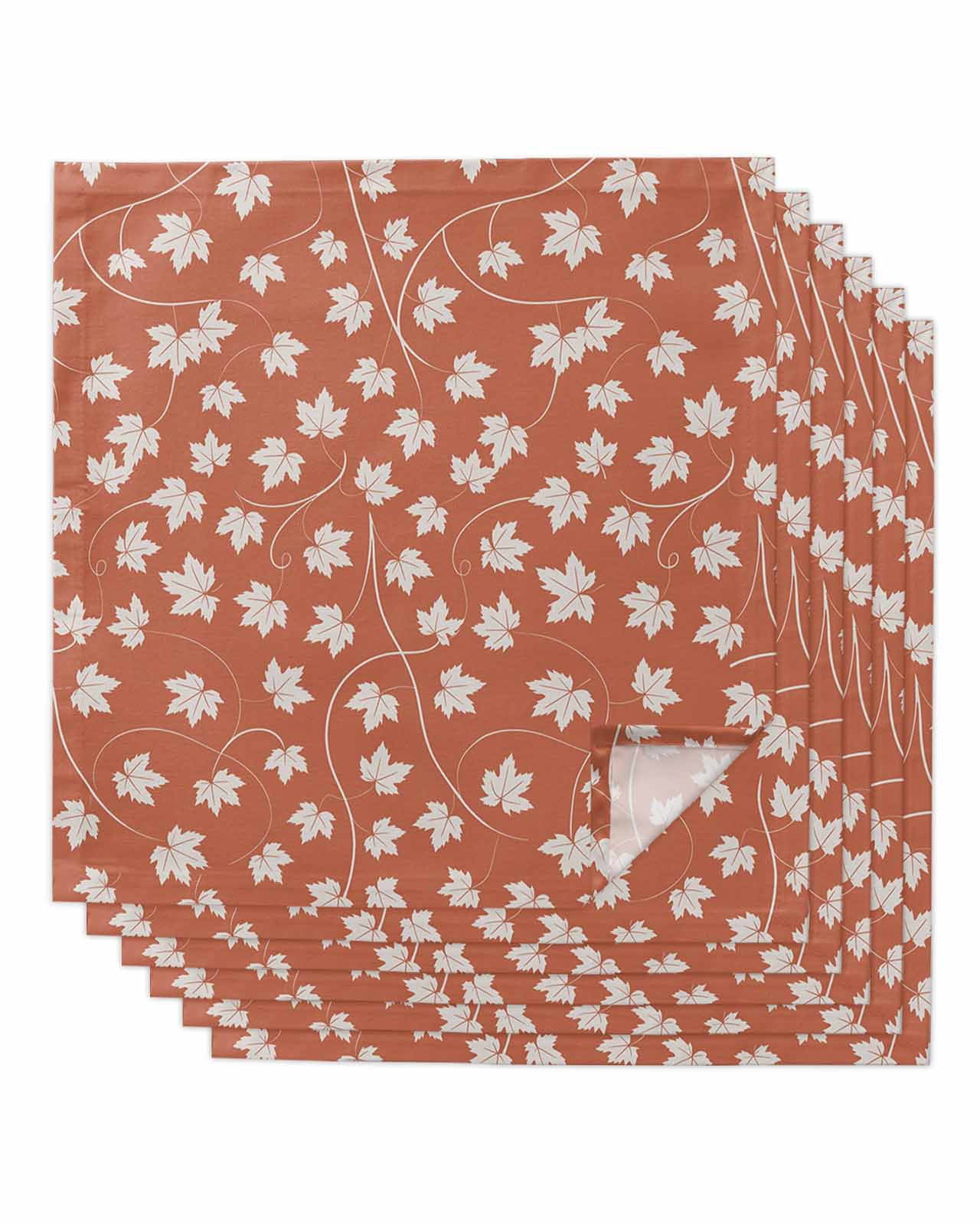 Fall Maple Leaf Cloth Napkins Set of 6 Reusable Dinner Napkins, Vintage ...
