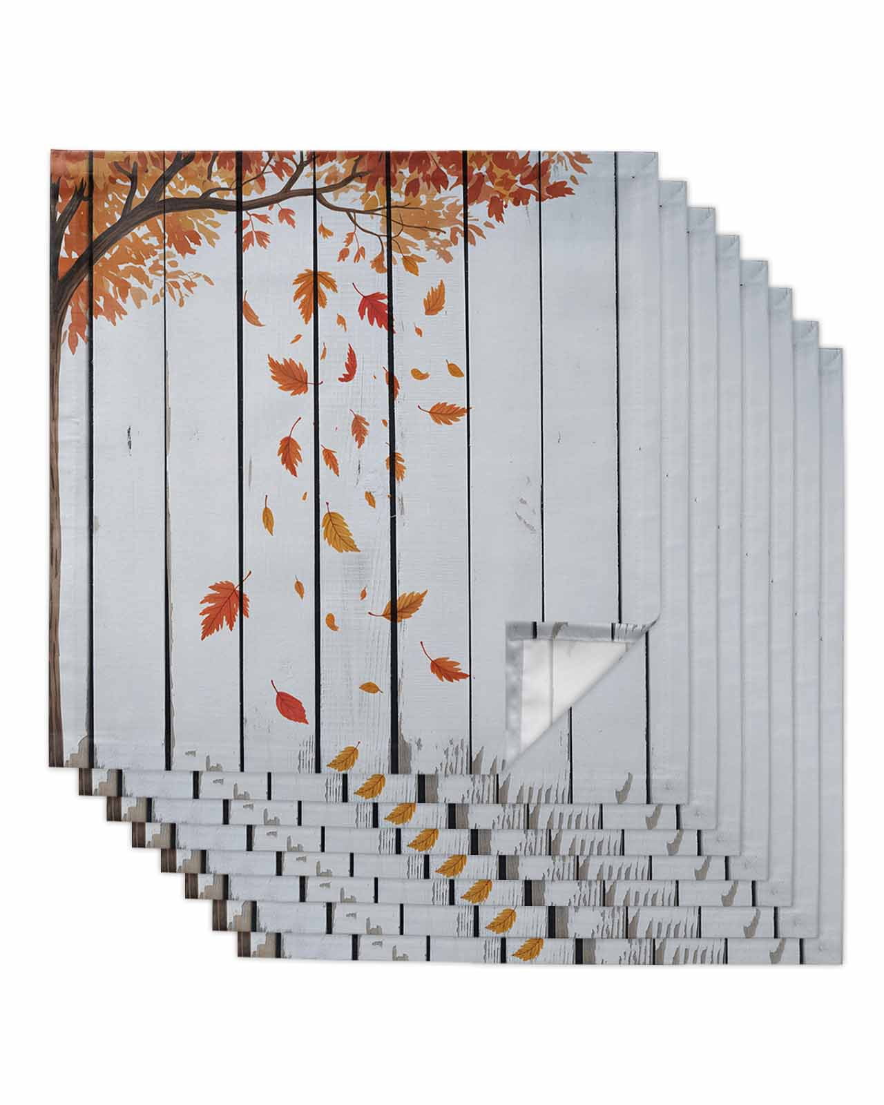 Fall Maple Leaf Cloth Napkins Set of 8 Reusable Dinner Napkins, Autumn ...