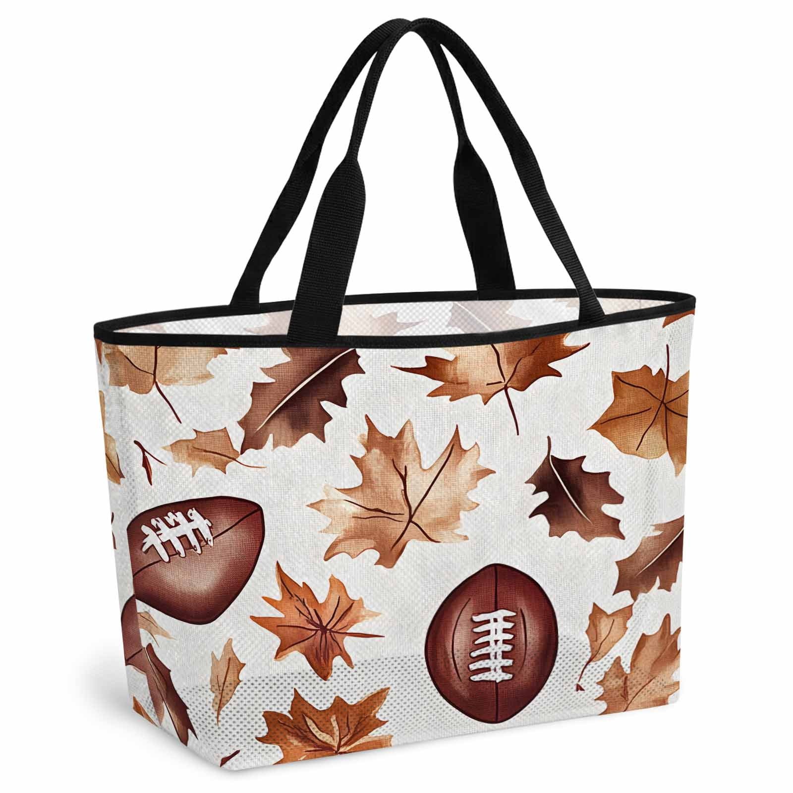 Fall Maple Leaf Football Beach Bag for Women, Large Breathable Mesh ...