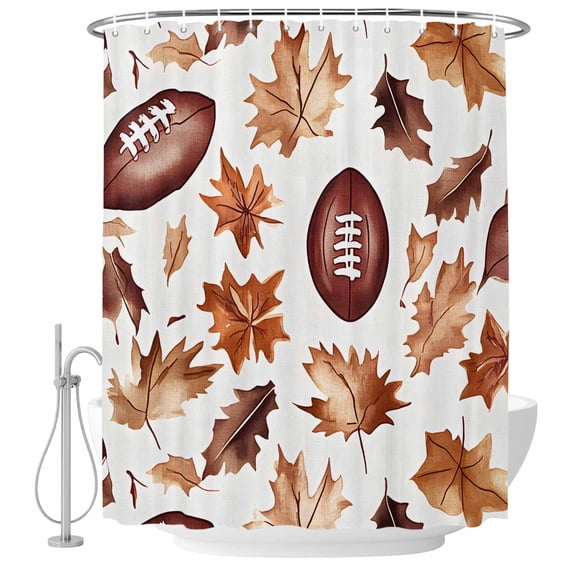 Fall Maple Leaf Football Shower Curtain Set - Small 36" x 72" Washable ...