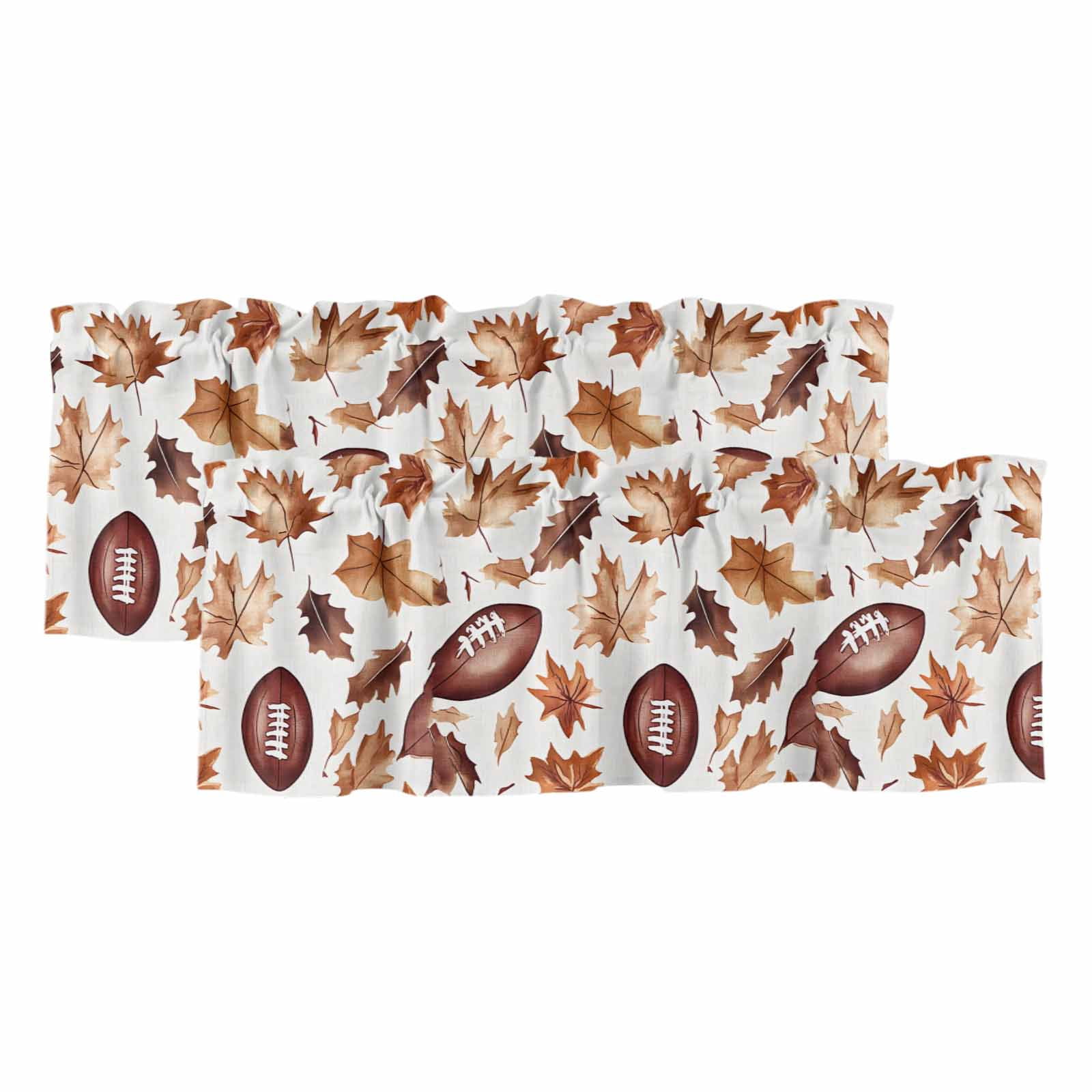 Fall Maple Leaf Football Valances for Windows, Autumn Farmhouse Vintage ...