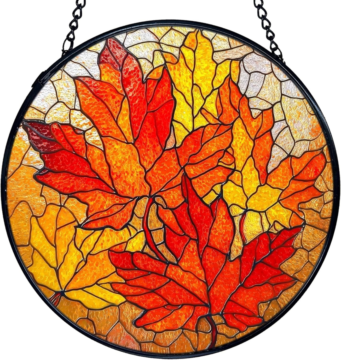 Fall Maple Leaf Glass Suncatcher – Rustic Autumn Leaf Stained Glass ...
