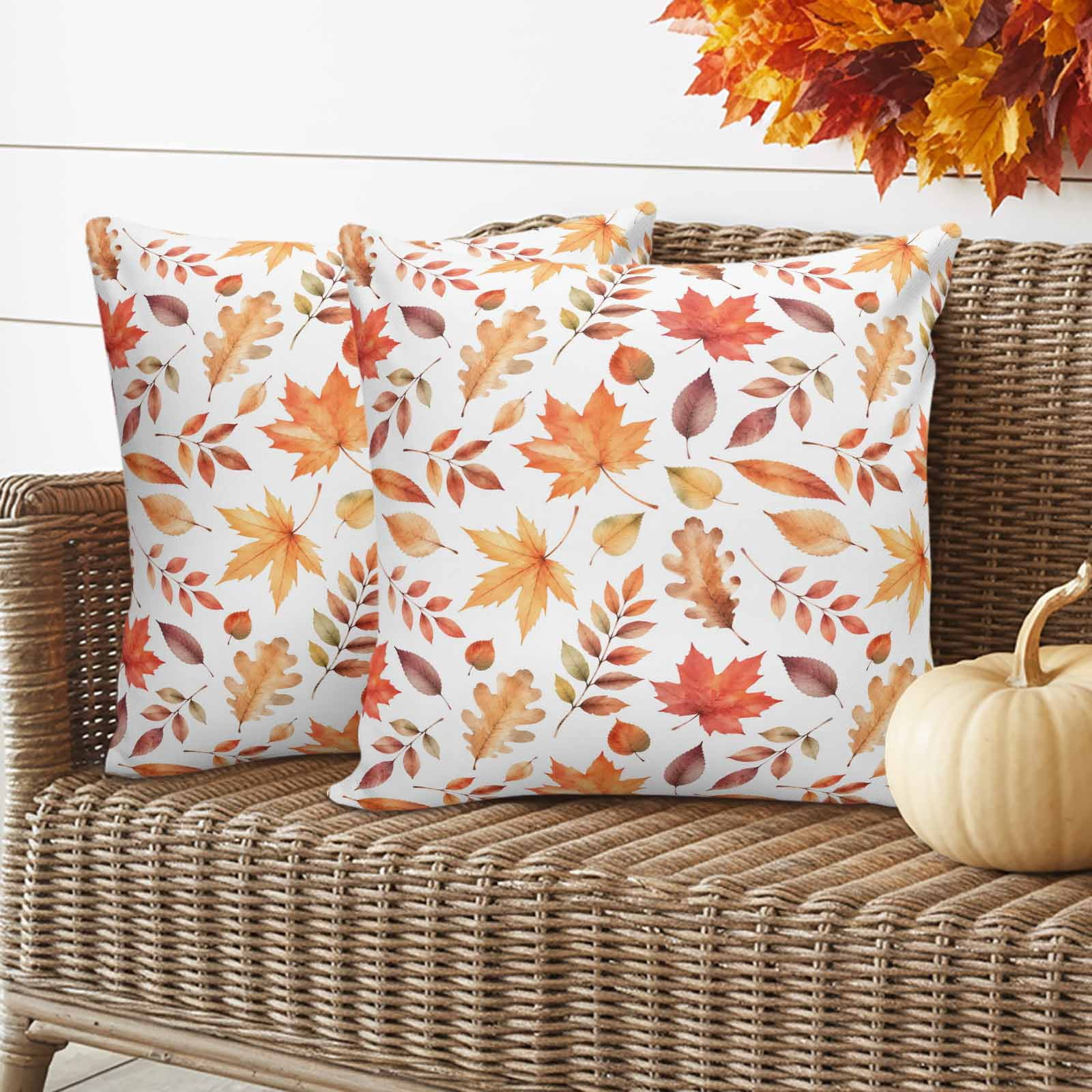Fall Maple Leaf Outdoor Waterproof Pillow Covers Set of 2, Country ...