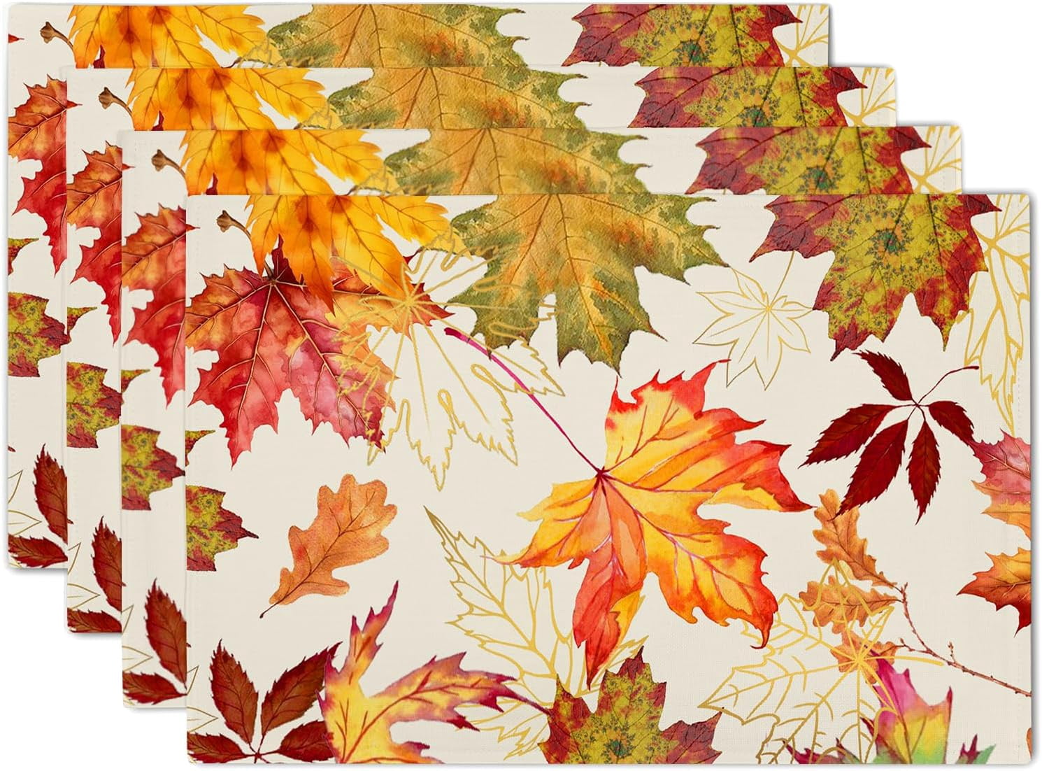 Fall Maple Leaf Placemats Set of 4 Seasonal Thanksgiving Farmhouse ...