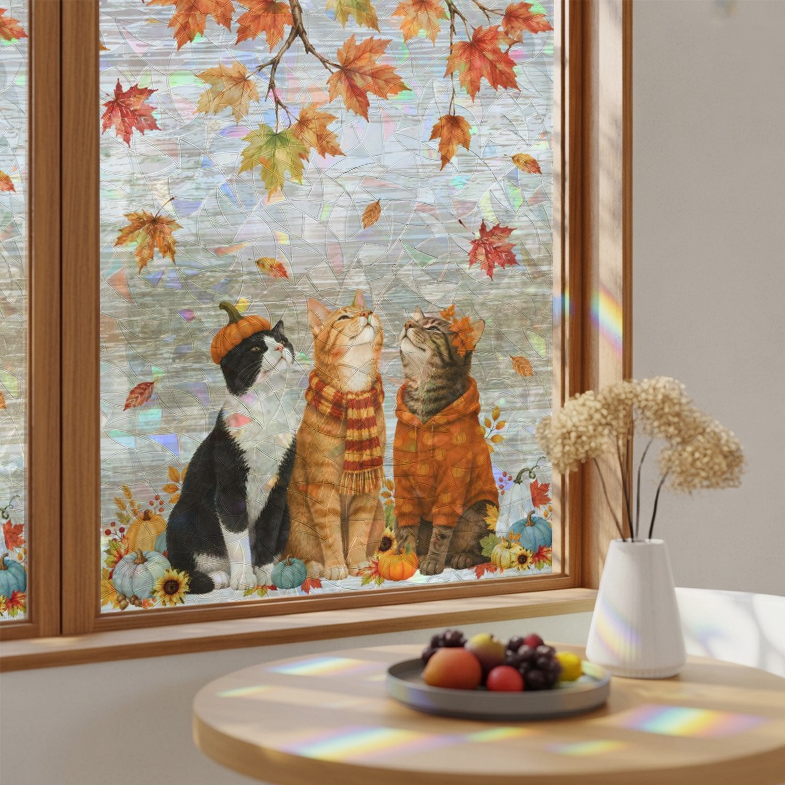 Fall Maple Leaf Squirrel Window Privacy Film,Heat Control Sun Blocking ...